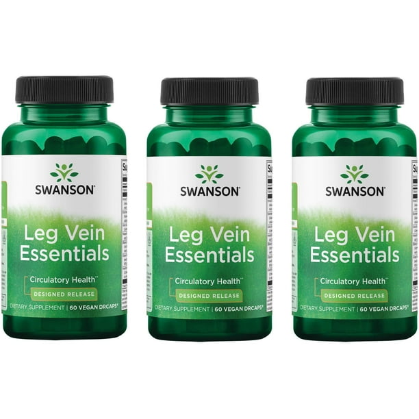 Swanson Leg Vein Essentials - Designed Release 60 Vegan Caps 3 Pack ...