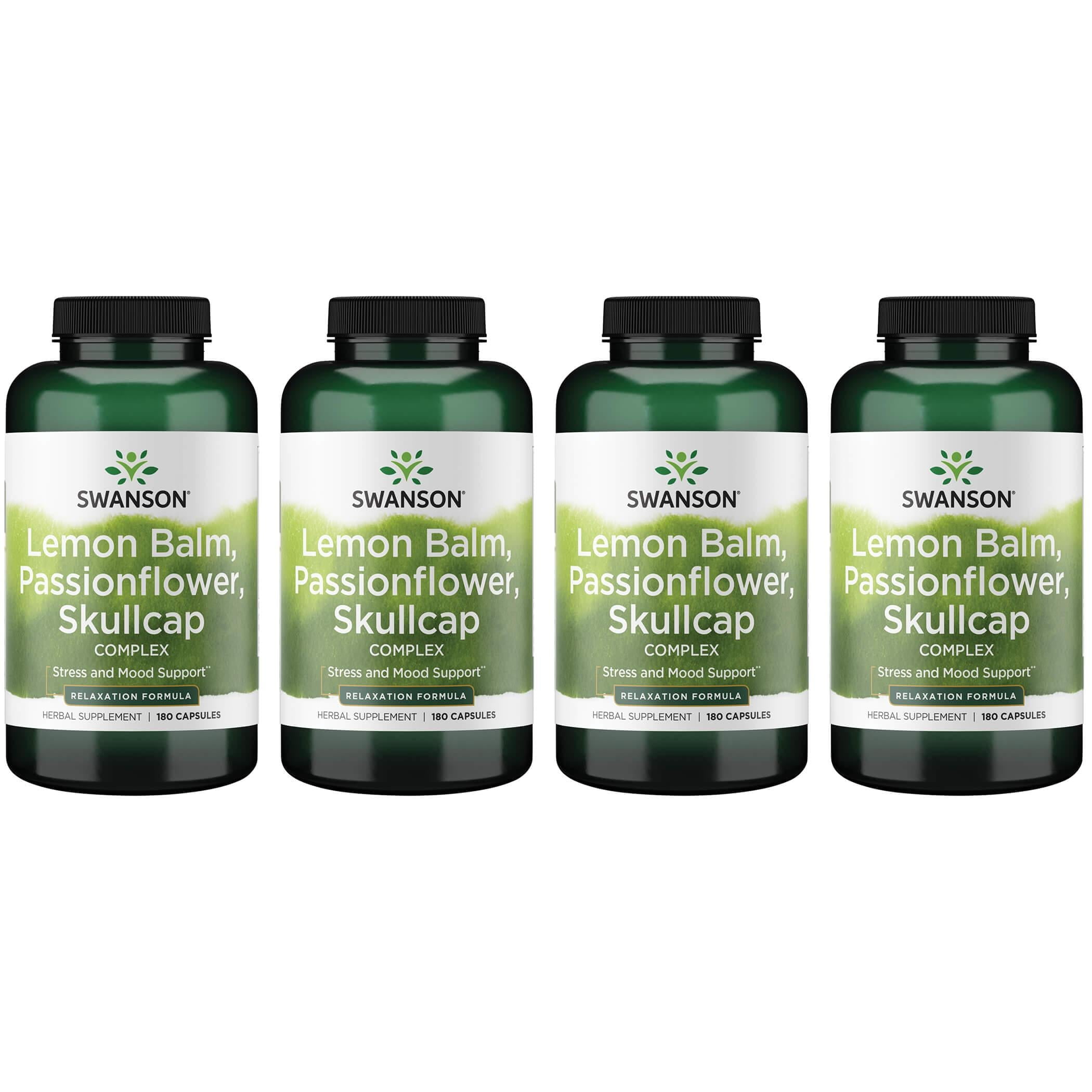 Swanson Lemon Balm, Passionflower, Skullcap Complex 180 Caps 4 Pack ...