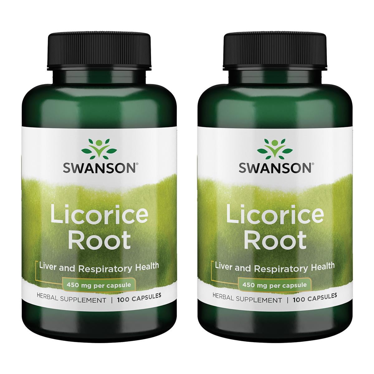 Swanson Herbal Health Supplement - Licorice Root Capsules, 450 mg, 100 ...