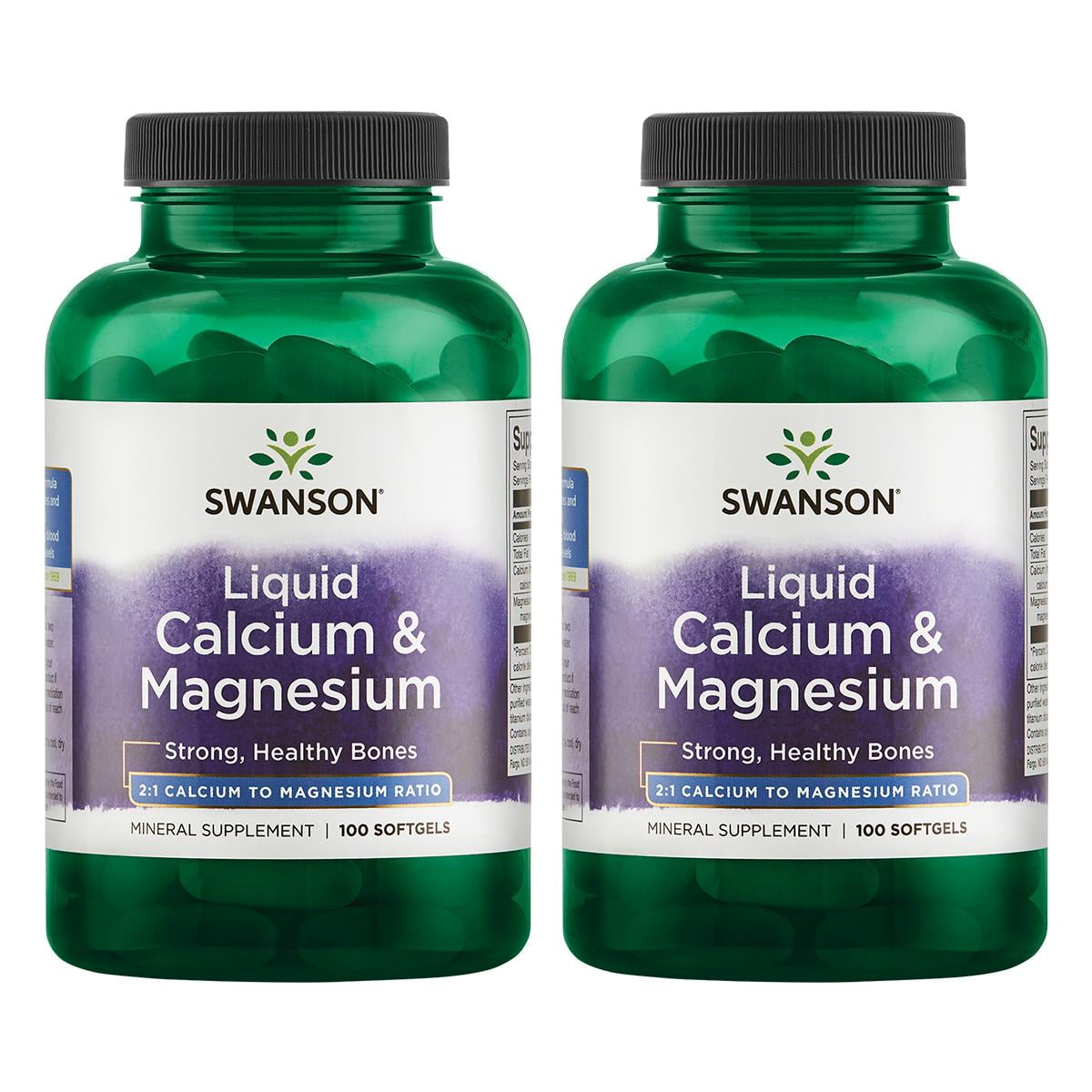 Swanson Liquid Calcium & Magnesium 100 Sgels 2 Pack - Walmart.com