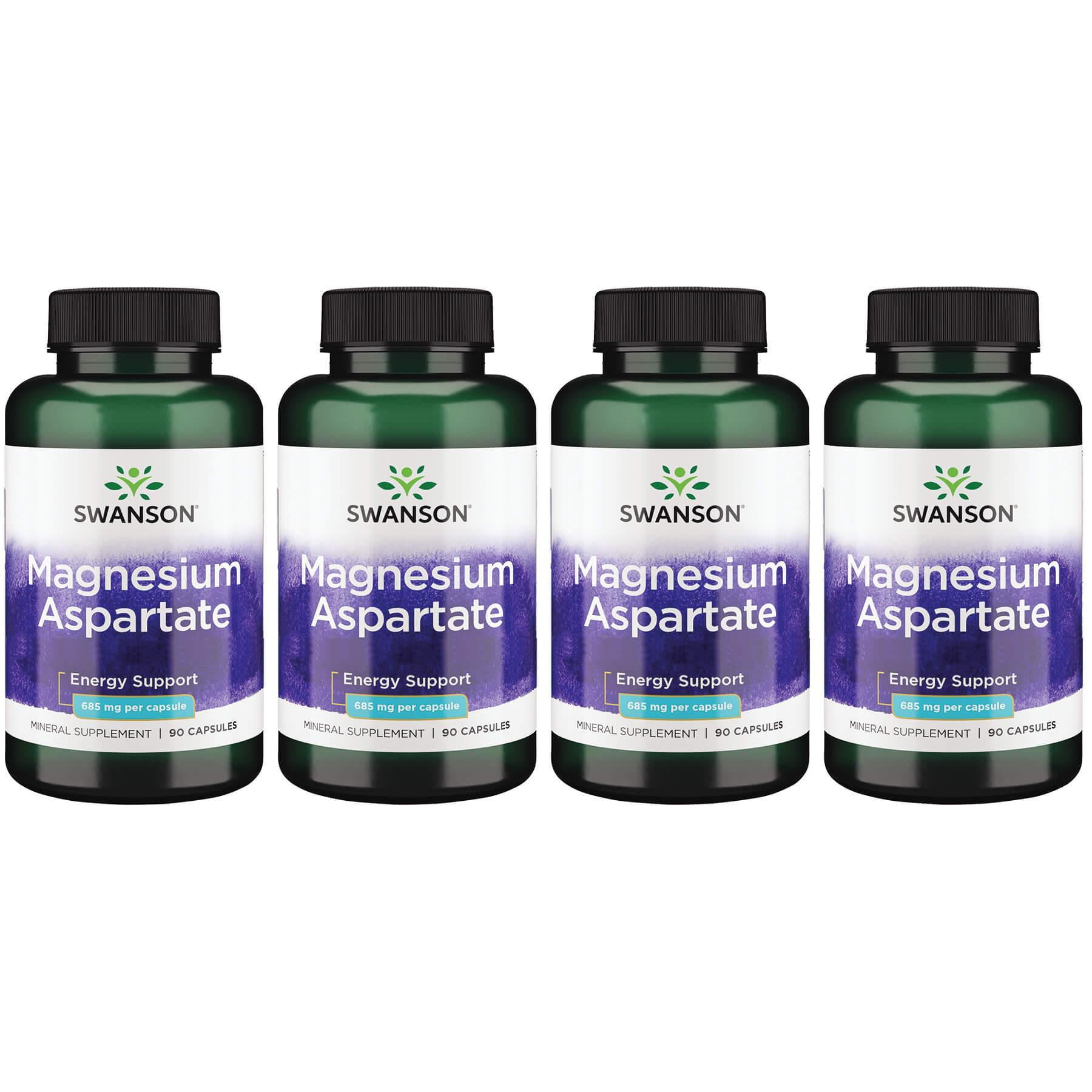 Swanson Magnesium Aspartate 685 mg 90 Caps 4 Pack - Walmart.com
