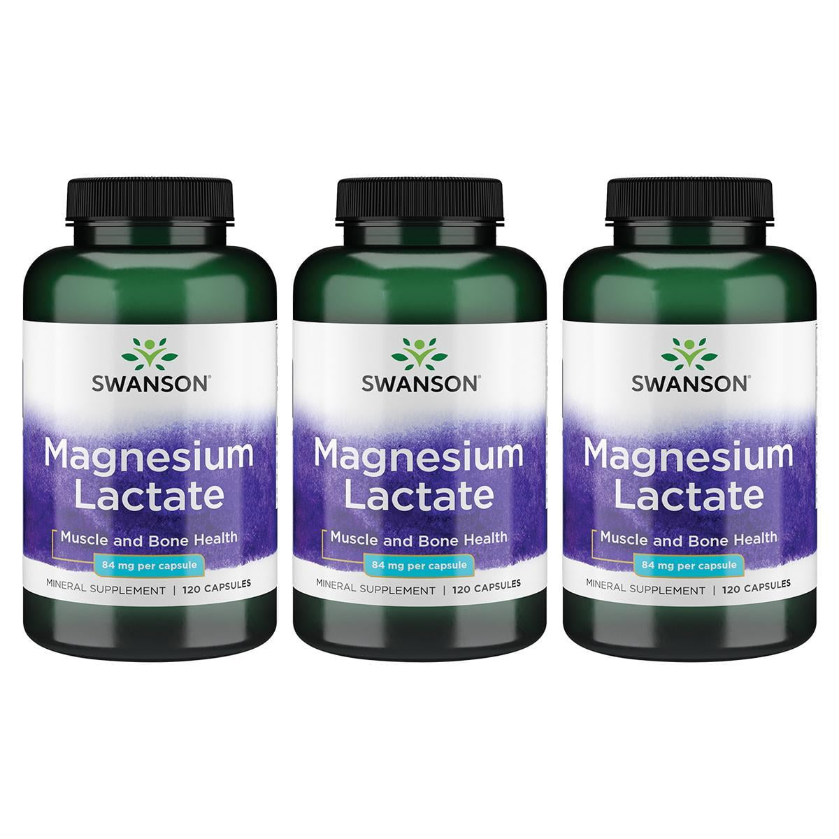 Swanson Non-GMO Magnesium Lactate, 84 mg, Lactose-Free, Gentle on ...