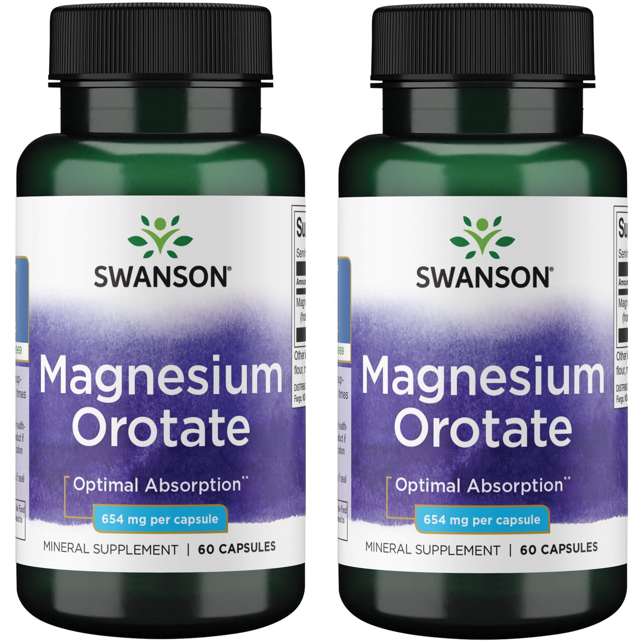 Swanson Magnesium Orotate 654 mg 60 Caps 2 Pack - Walmart.com