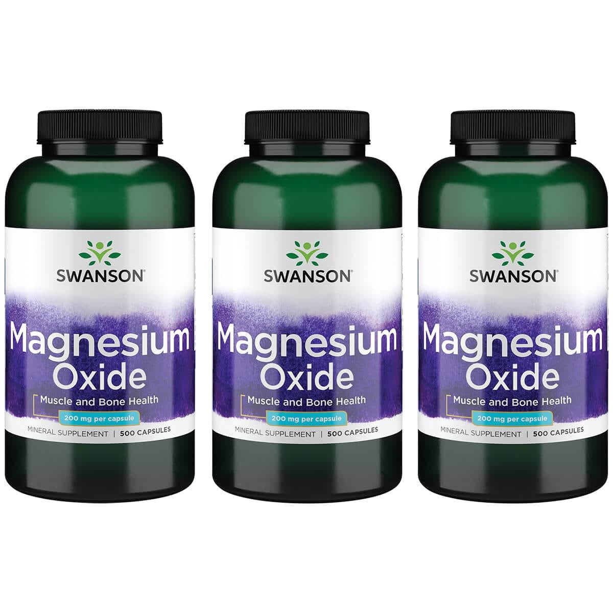 Swanson Magnesium Oxide 200 mg 500 Caps 3 Pack - Walmart.com