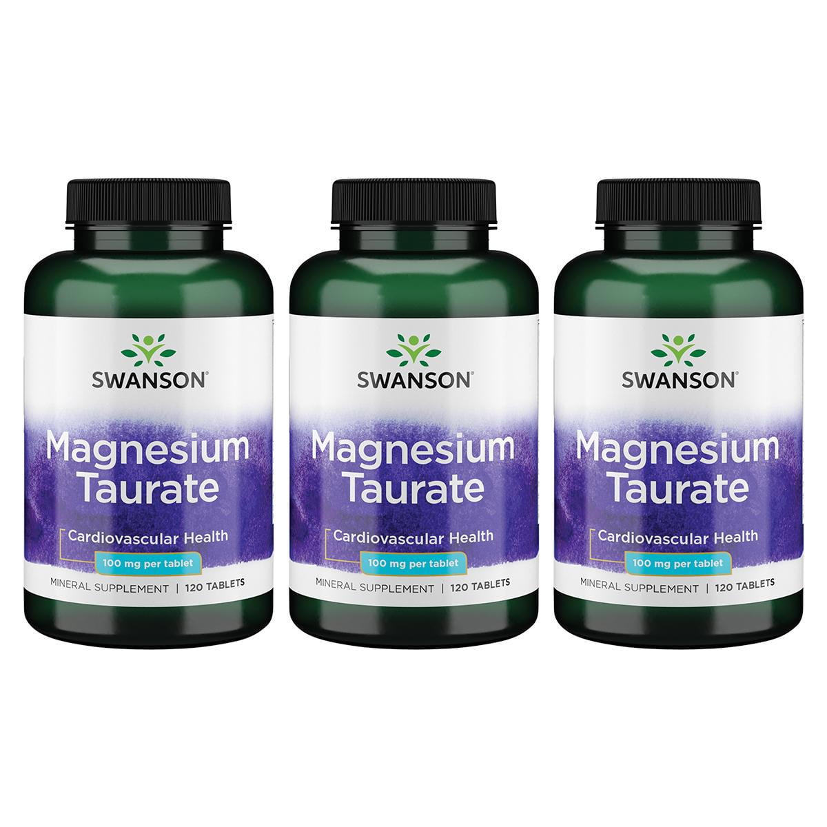Swanson Magnesium Taurate 100 mg 120 Tabs 3 Pack - Walmart.com