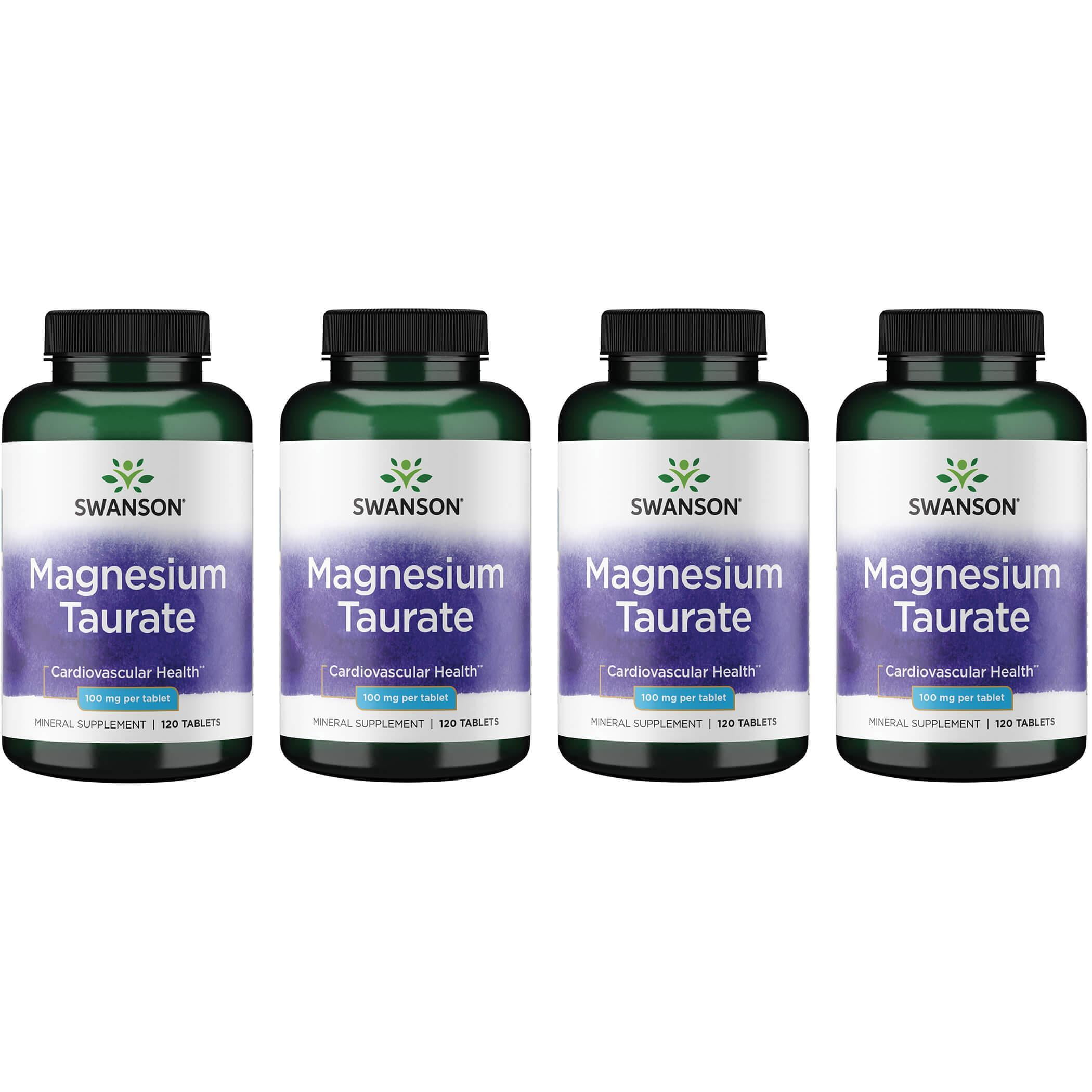 Swanson Magnesium Taurate Complex, 100 mg, 120 Tabs, 4 Pack for ...