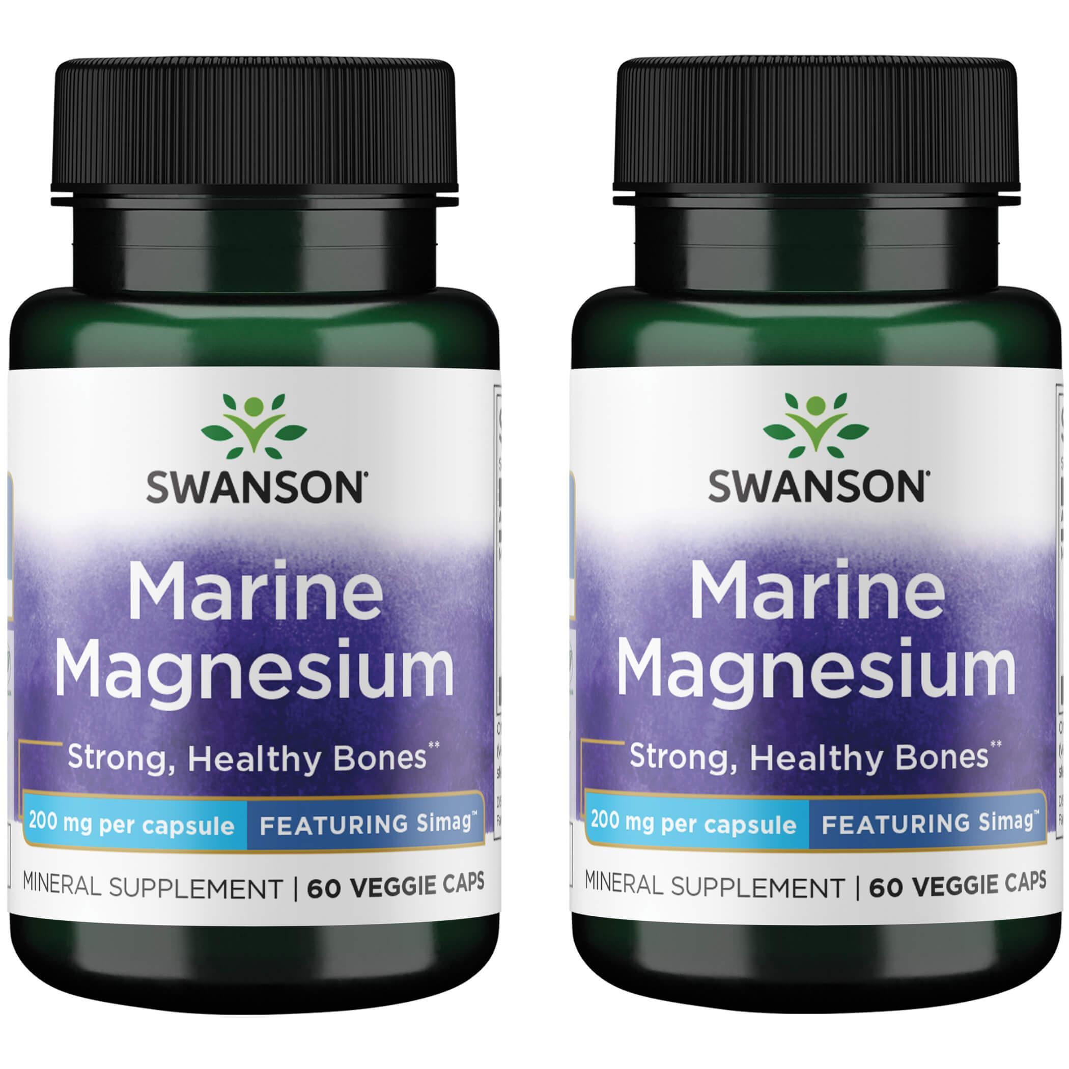 Swanson Marine Magnesium Supplements - Simag 200 mg, 60 Veg Caps, 2 ...