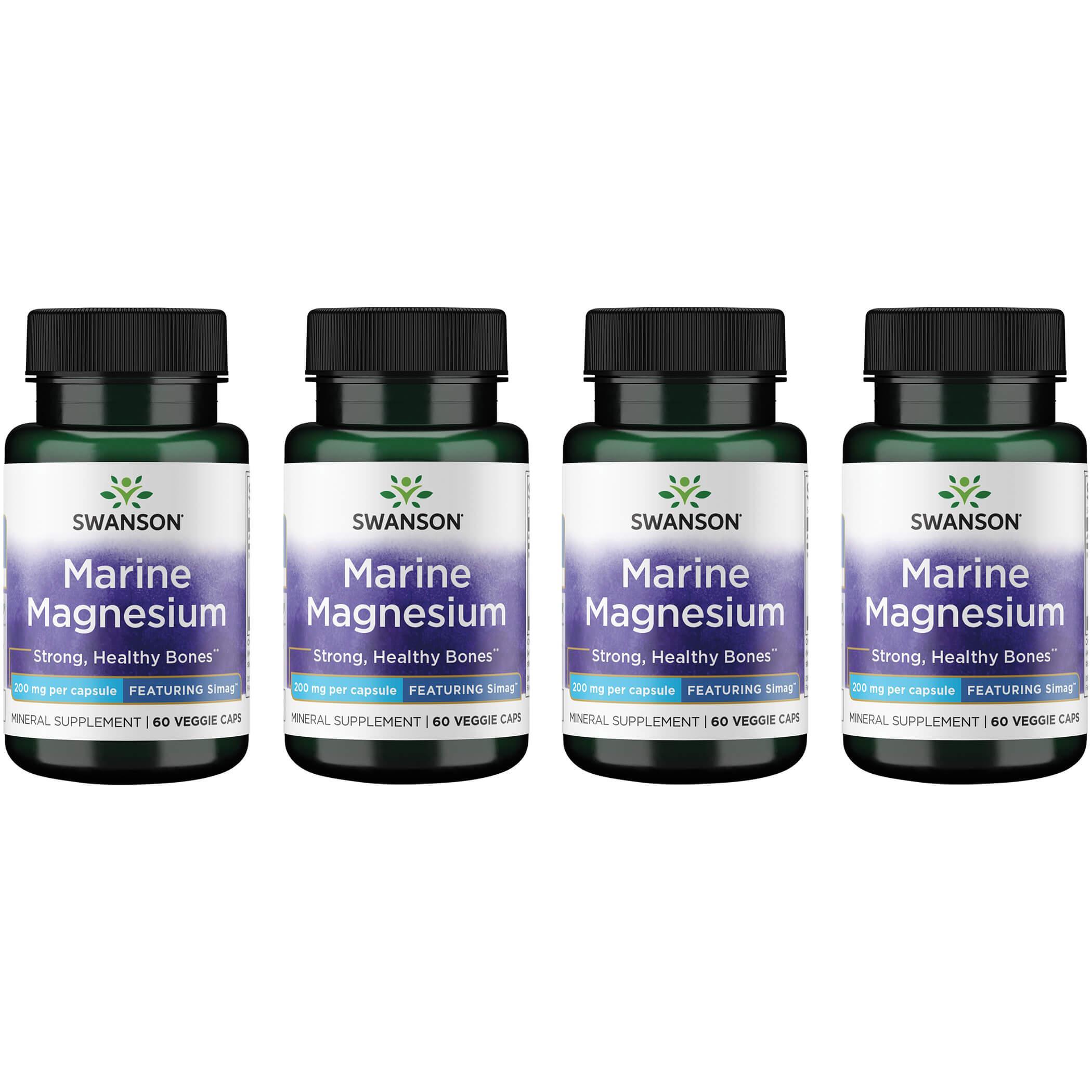 Swanson Marine Magnesium - Featuring Simag 200 mg 60 Veg Caps 4 Pack ...