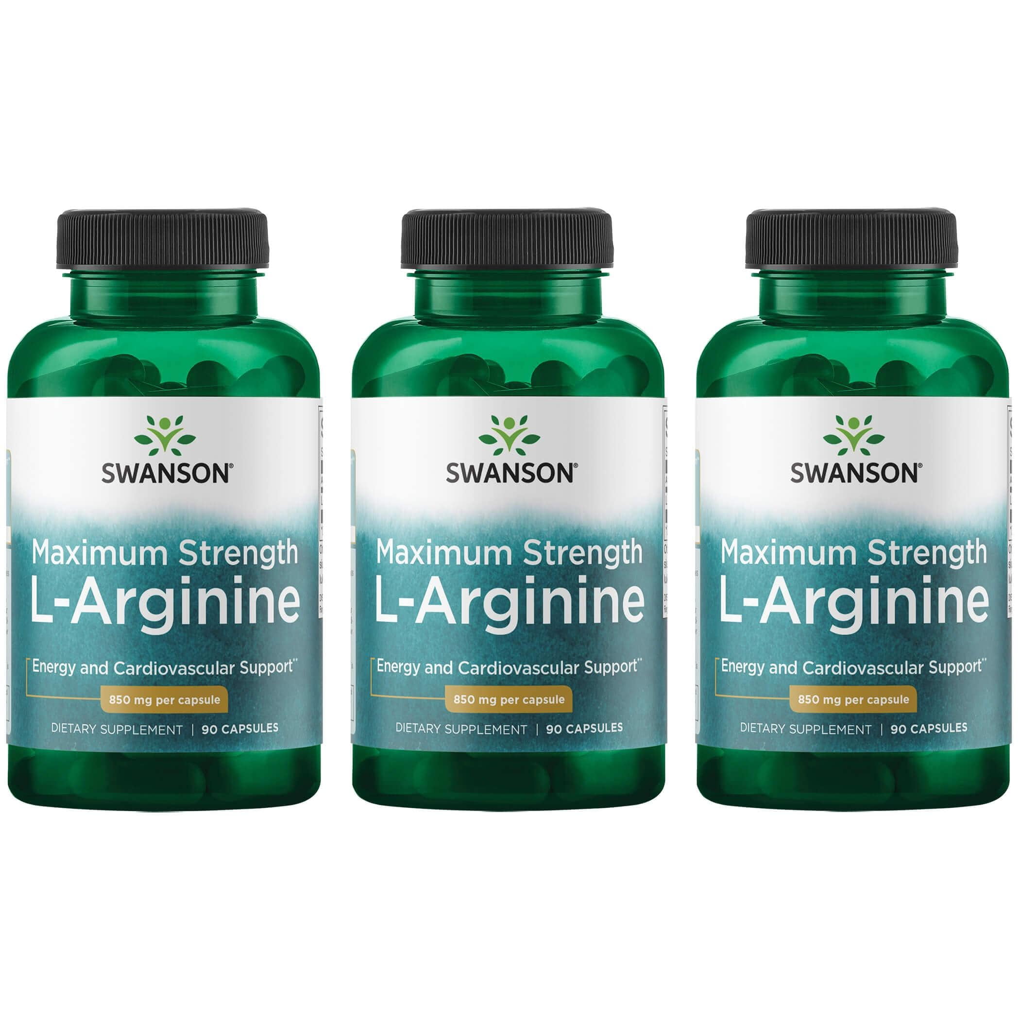 Swanson Maximum Strength L-Arginine 850 mg 90 Caps 3 Pack - Walmart.com