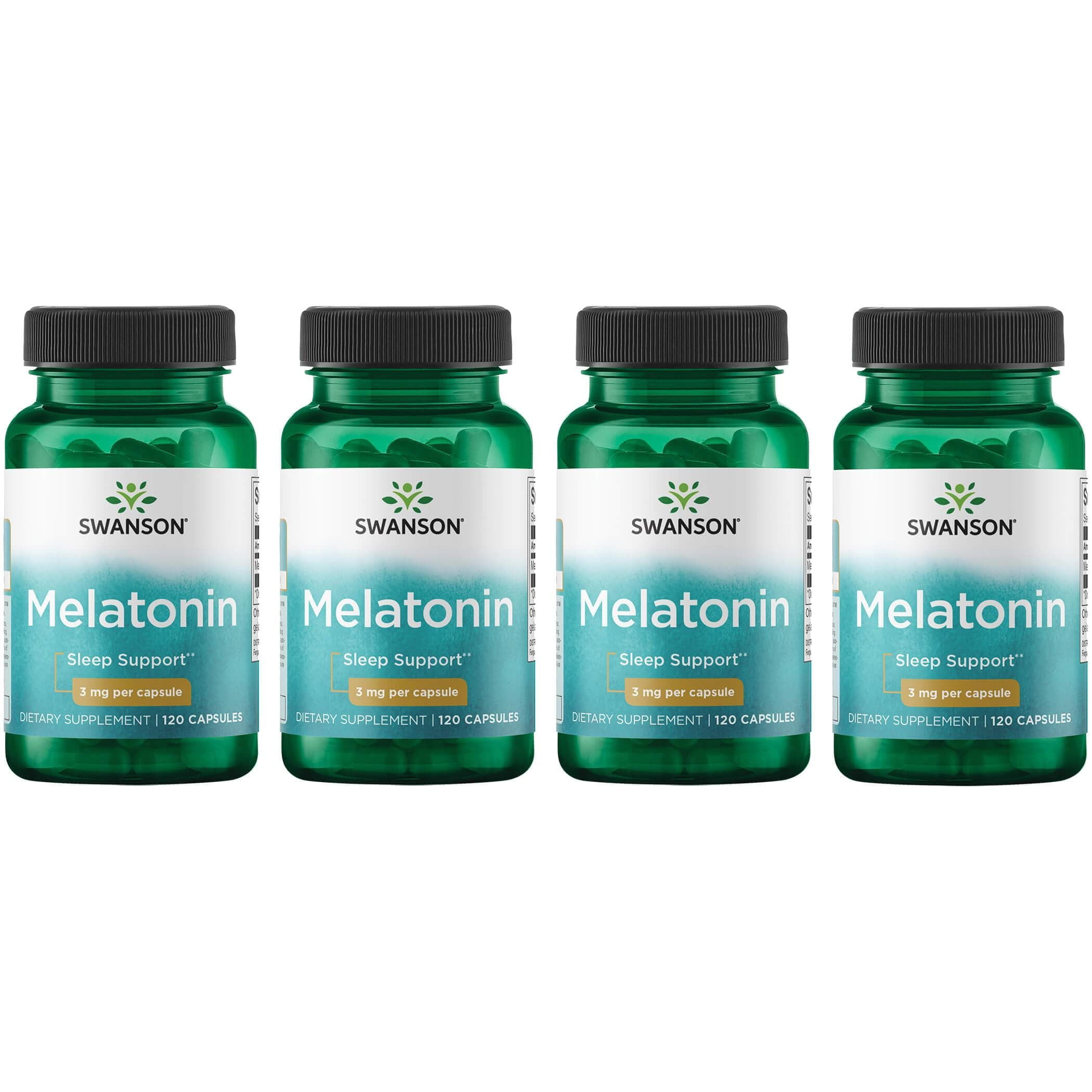 Swanson Melatonin - 100% Drug Free 3 mg 120 Caps 4 Pack - Walmart.com