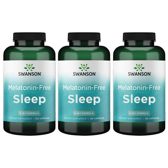 Swanson Melatonin Free Sleep Aid 3 In 1 Formula 120 Caps 3 Pack