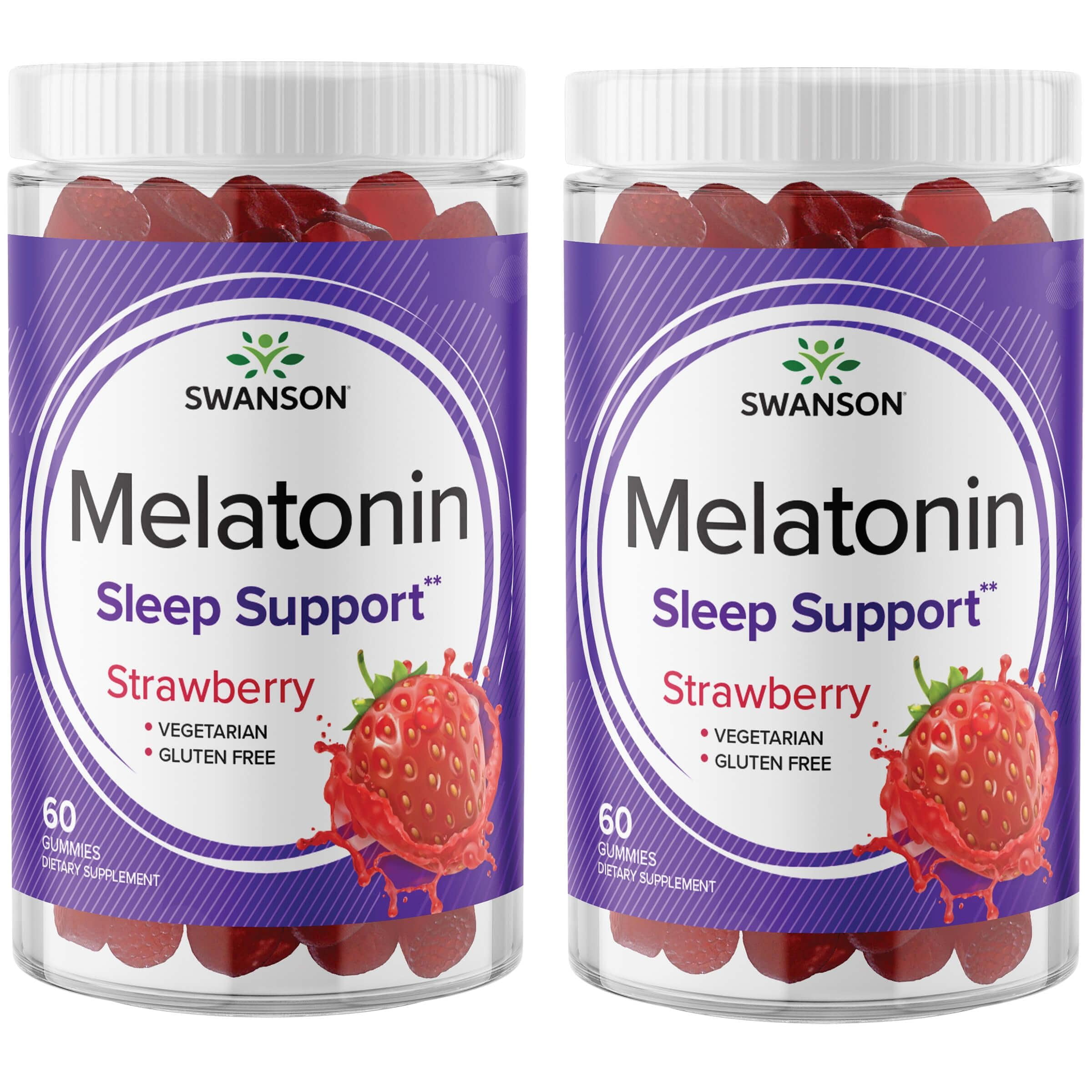 Swanson Melatonin Gummies - Strawberry 2.5 mg 60 Gummies 2 Pack ...