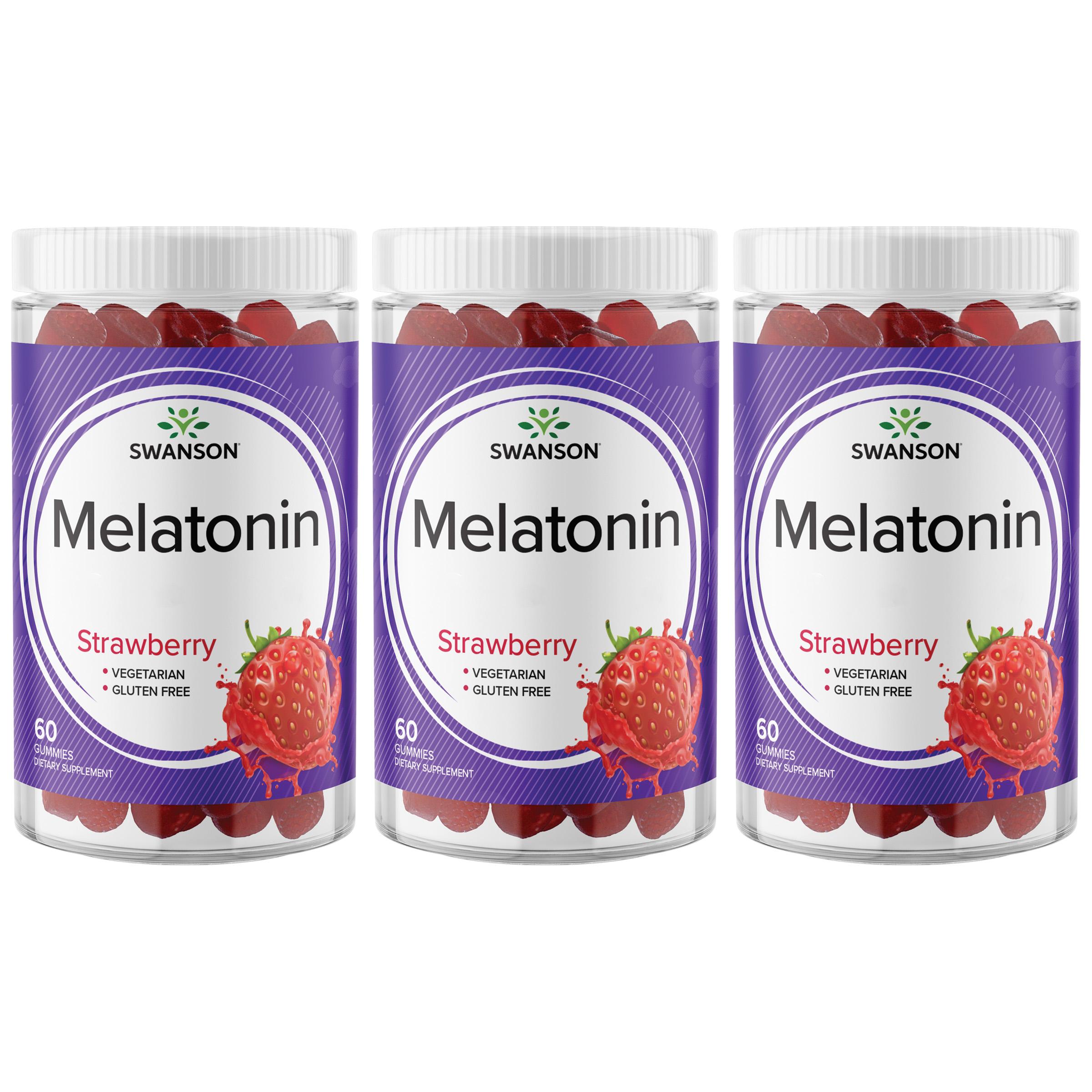 Swanson Melatonin Gummies - Strawberry 2.5 mg 60 Gummies 3 Pack ...