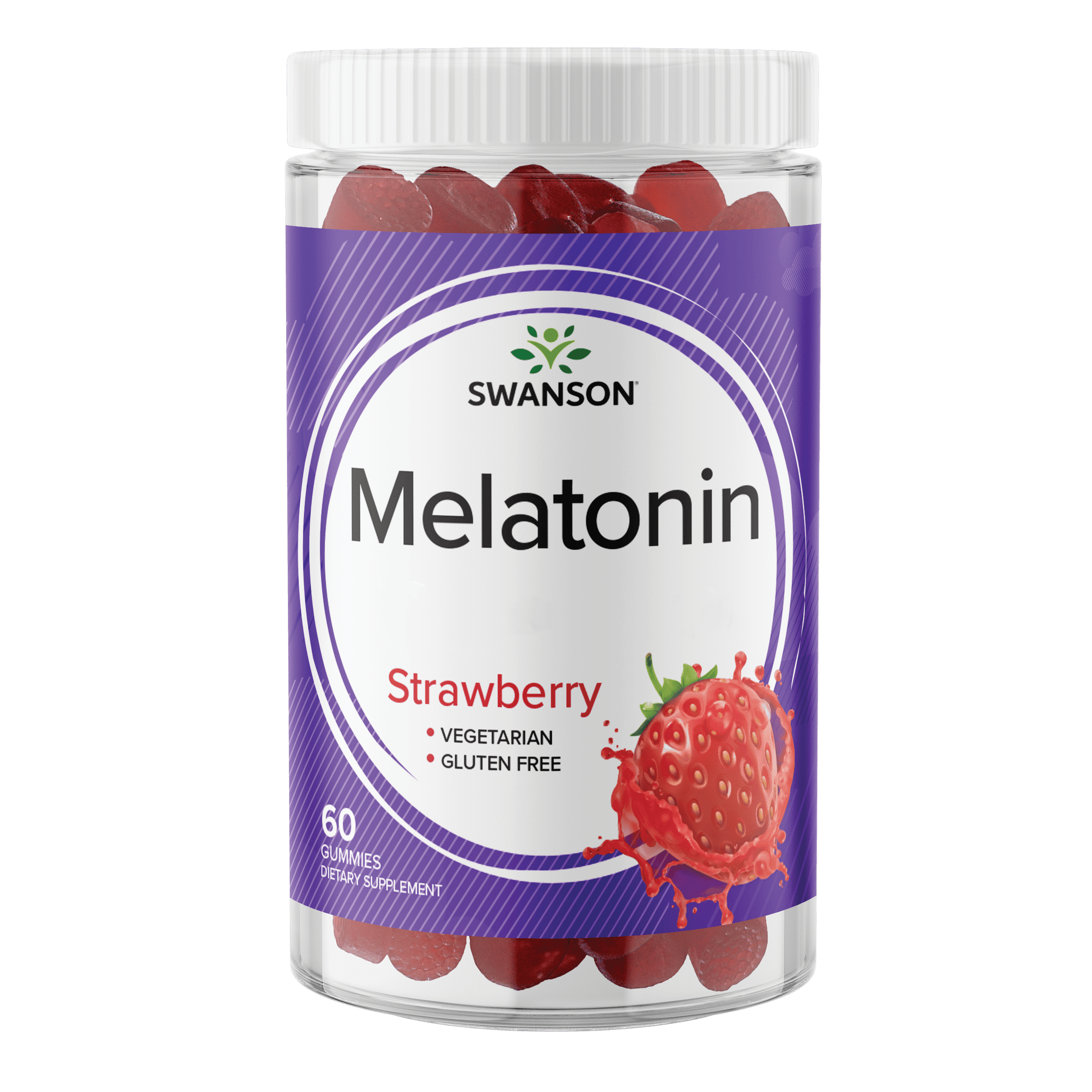 Swanson Melatonin Gummies - Strawberry Flavor, 2.5mg, 60 Count ...