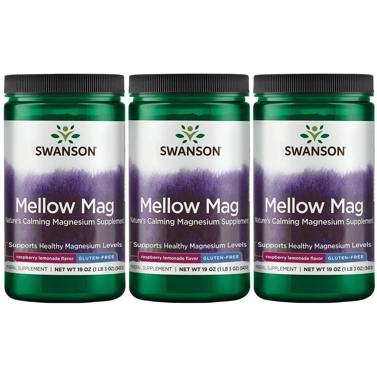 Swanson Mellow Mag - Vegan Magnesium Powder, Raspberry Lemonade, 330 mg ...