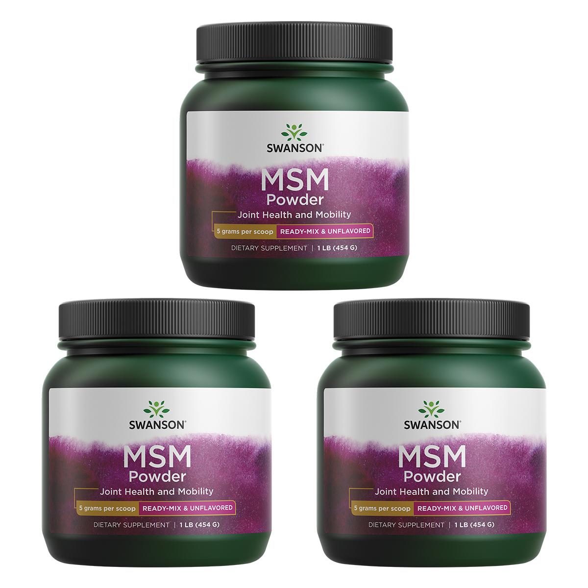 Swanson Msm Powder - Ready-Mix & Unflavored 1 lb Pwdr 3 Pack - Walmart.com