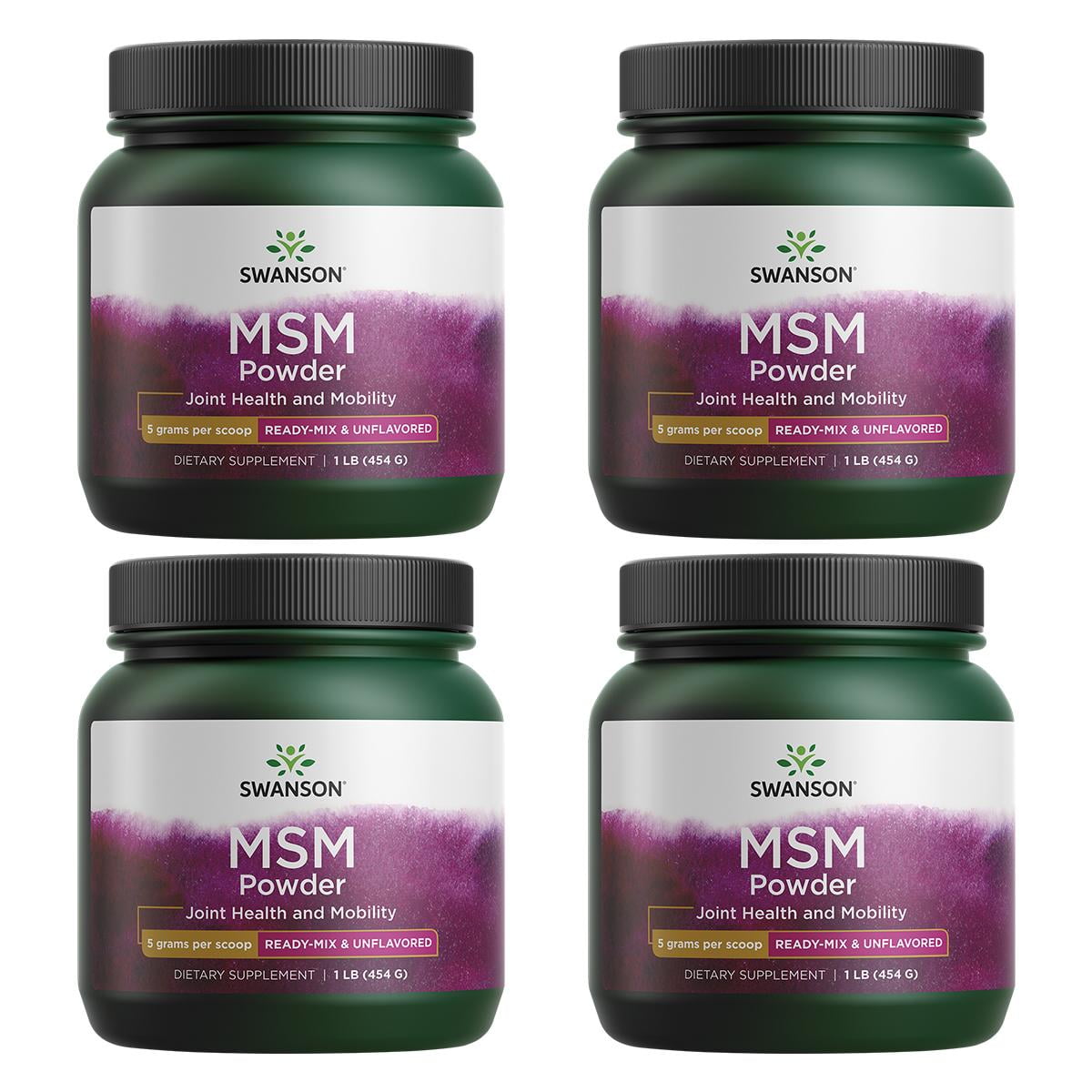 Swanson Msm Powder - Ready-Mix & Unflavored 1 lb Pwdr 4 Pack - Walmart.com