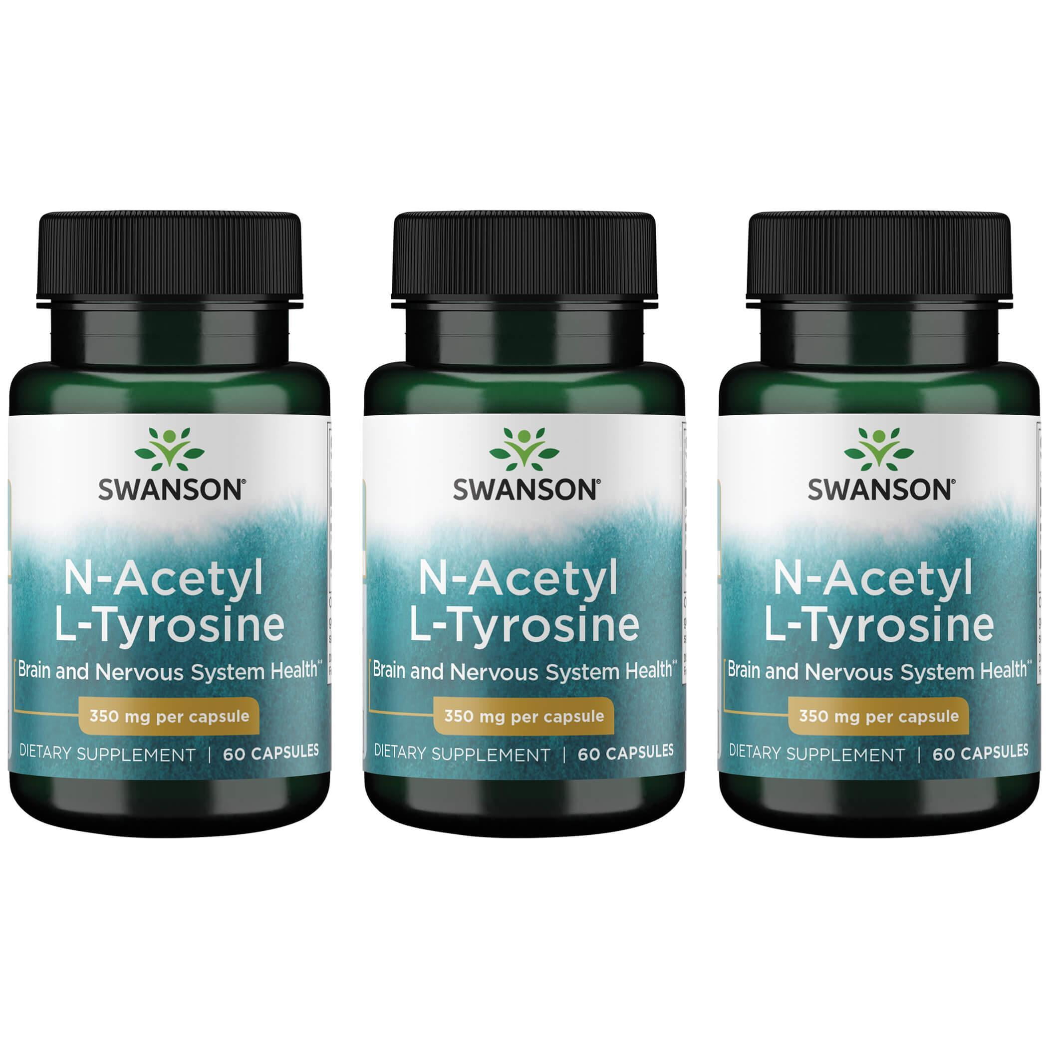 Swanson N-Acetyl L-Tyrosine 350 mg 60 Caps 3 Pack - Walmart.com