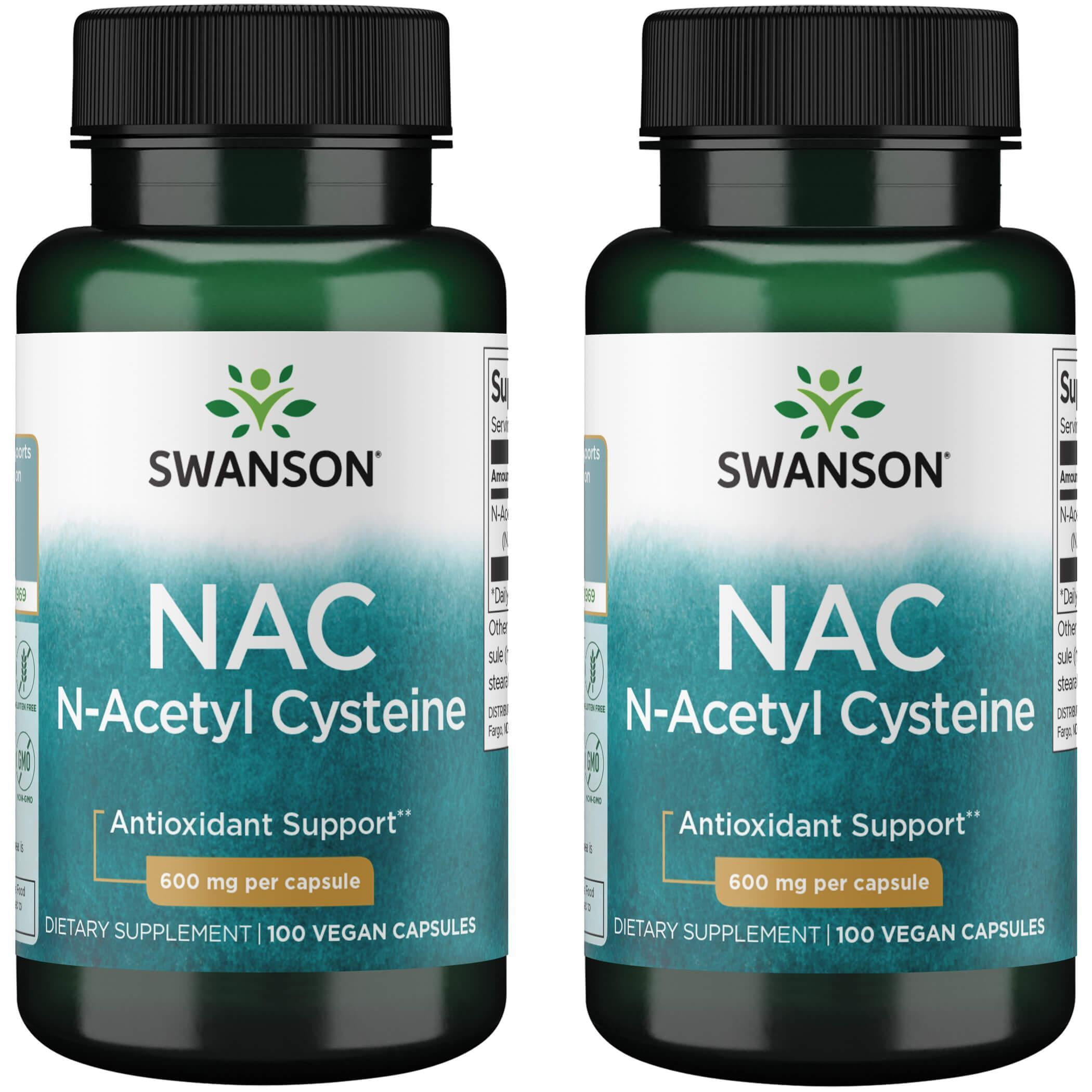 Swanson NAC - N-Acetyl Cysteine - Supplement 600 mg 100 Capsules (2 ...