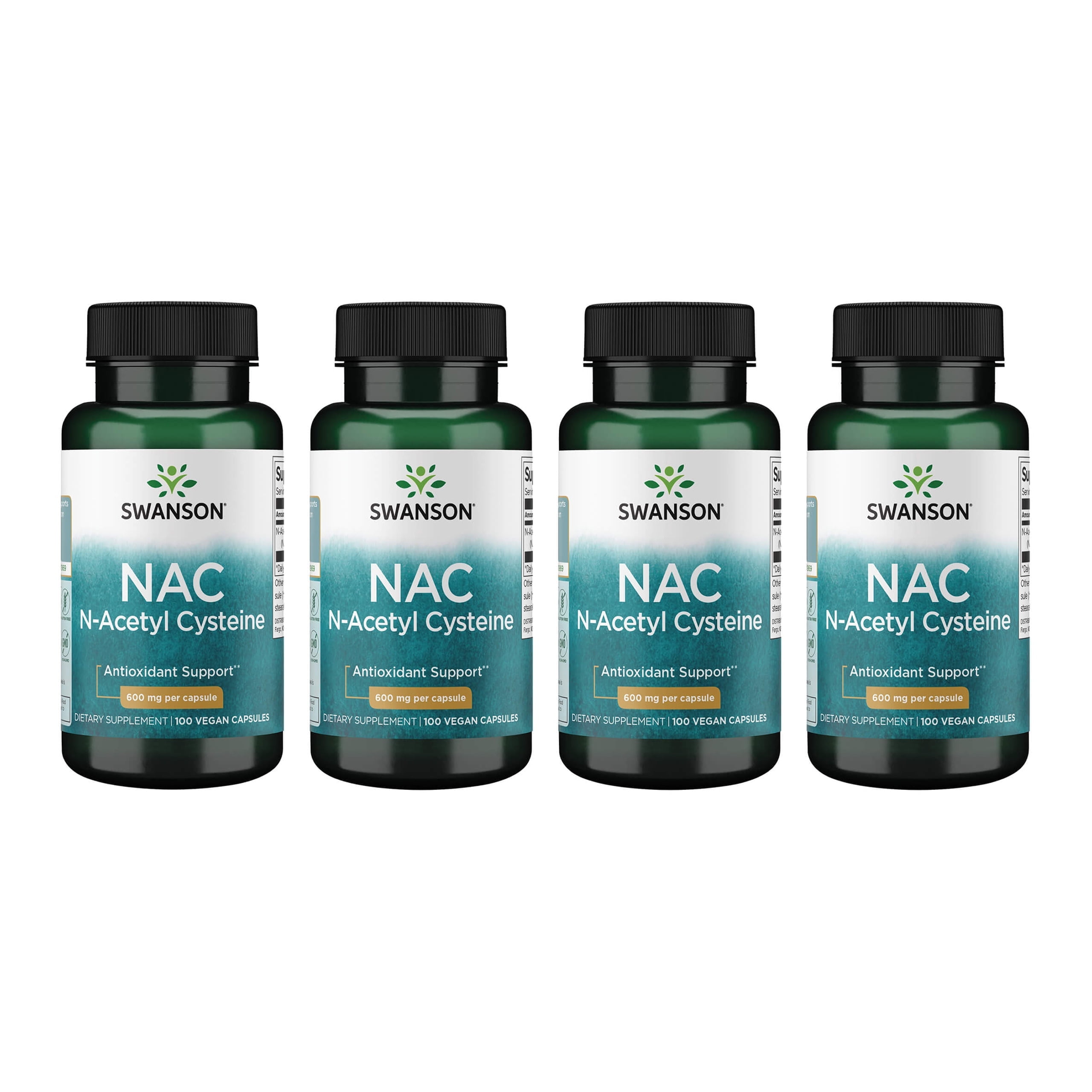 Swanson NAC - N-Acetyl Cysteine - Supplement 600 mg 100 Capsules (4 ...