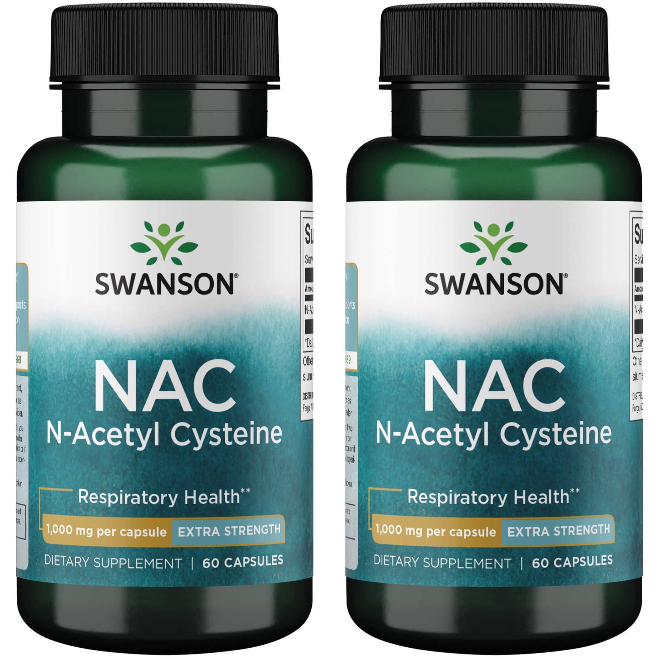 Swanson Nac N-Acetyl Cysteine - Extra Strength 1,000 mg 60 Caps 2 Pack ...