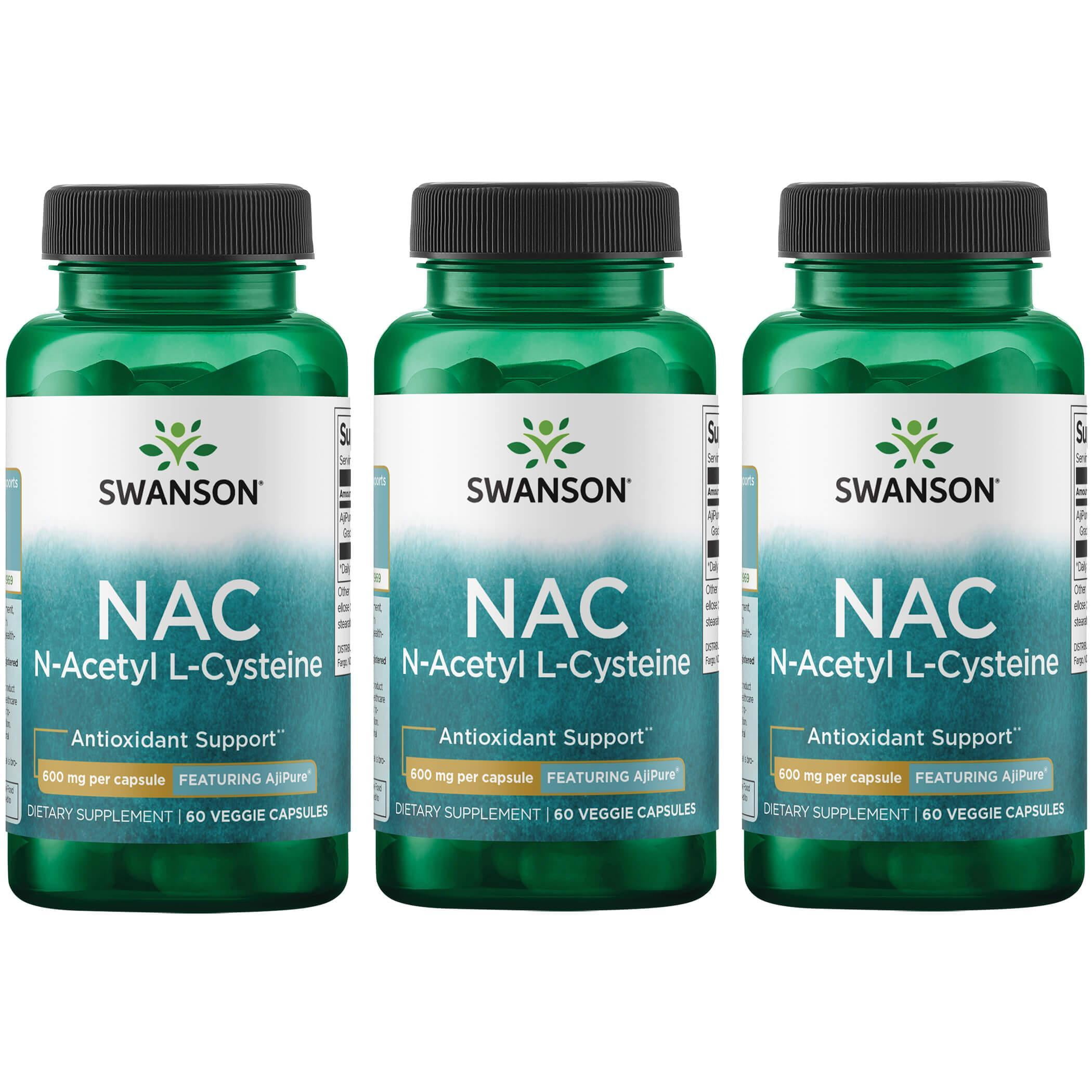 Swanson Nac N-Acetyl L-Cysteine - Featuring Ajipure 600 mg 60 Veg Caps ...