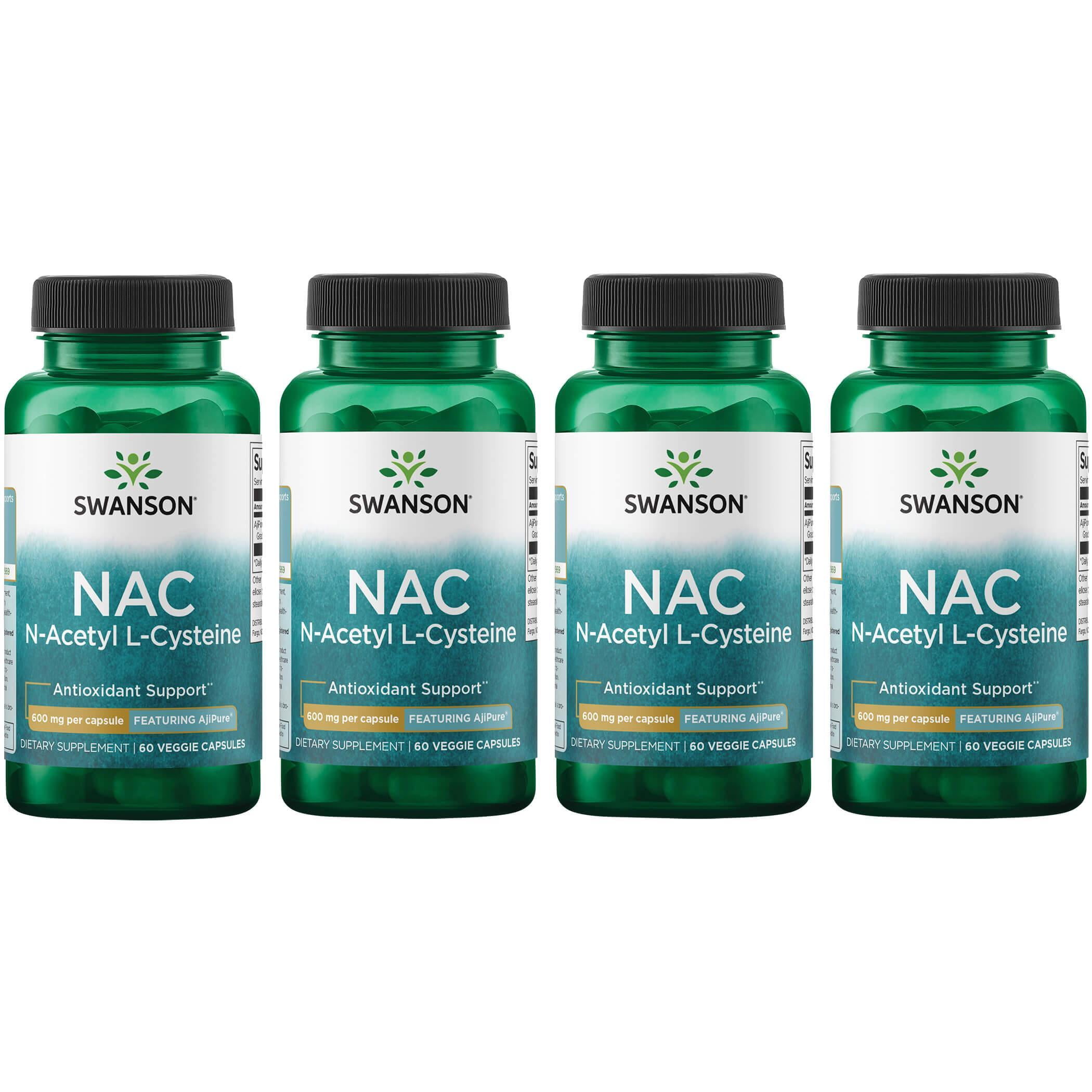 Swanson Nac N-Acetyl L-Cysteine - Featuring Ajipure 600 mg 60 Veg Caps ...