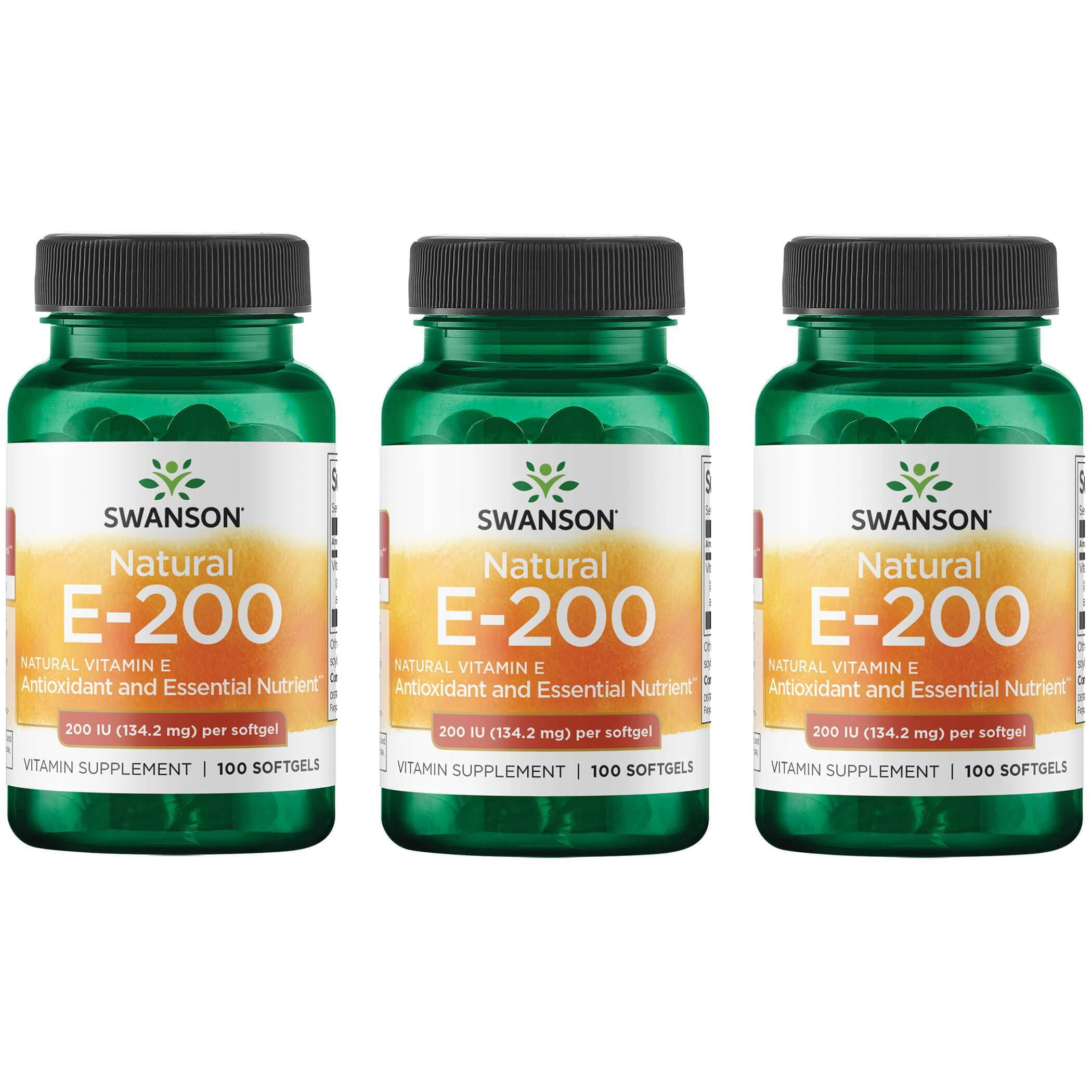 Swanson Natural Vitamin E-200, 200 Iu (134.2 mg), 100 Softgels, 3 Pack - Walmart.com