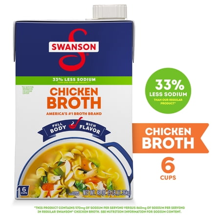 Swanson Natural Goodness Lower Sodium Chicken Broth, 32 oz Carton pack ...