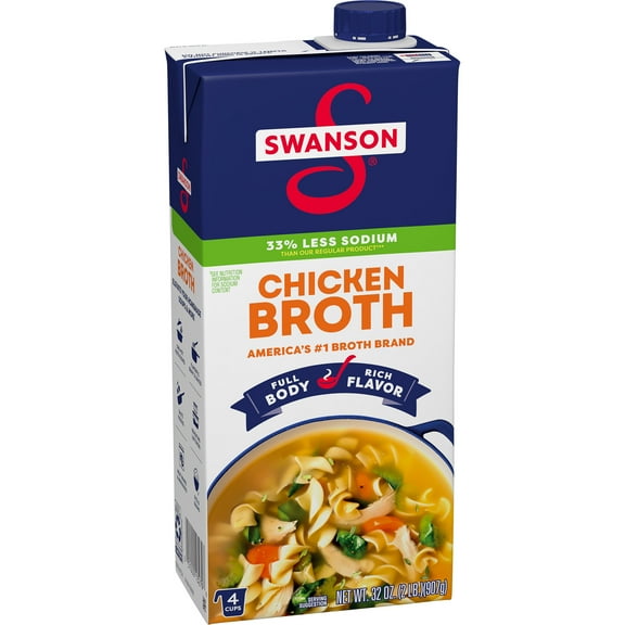 1x Swanson Natural Goodness 33% Less Sodium Chicken Broth, 48 oz Carton ...