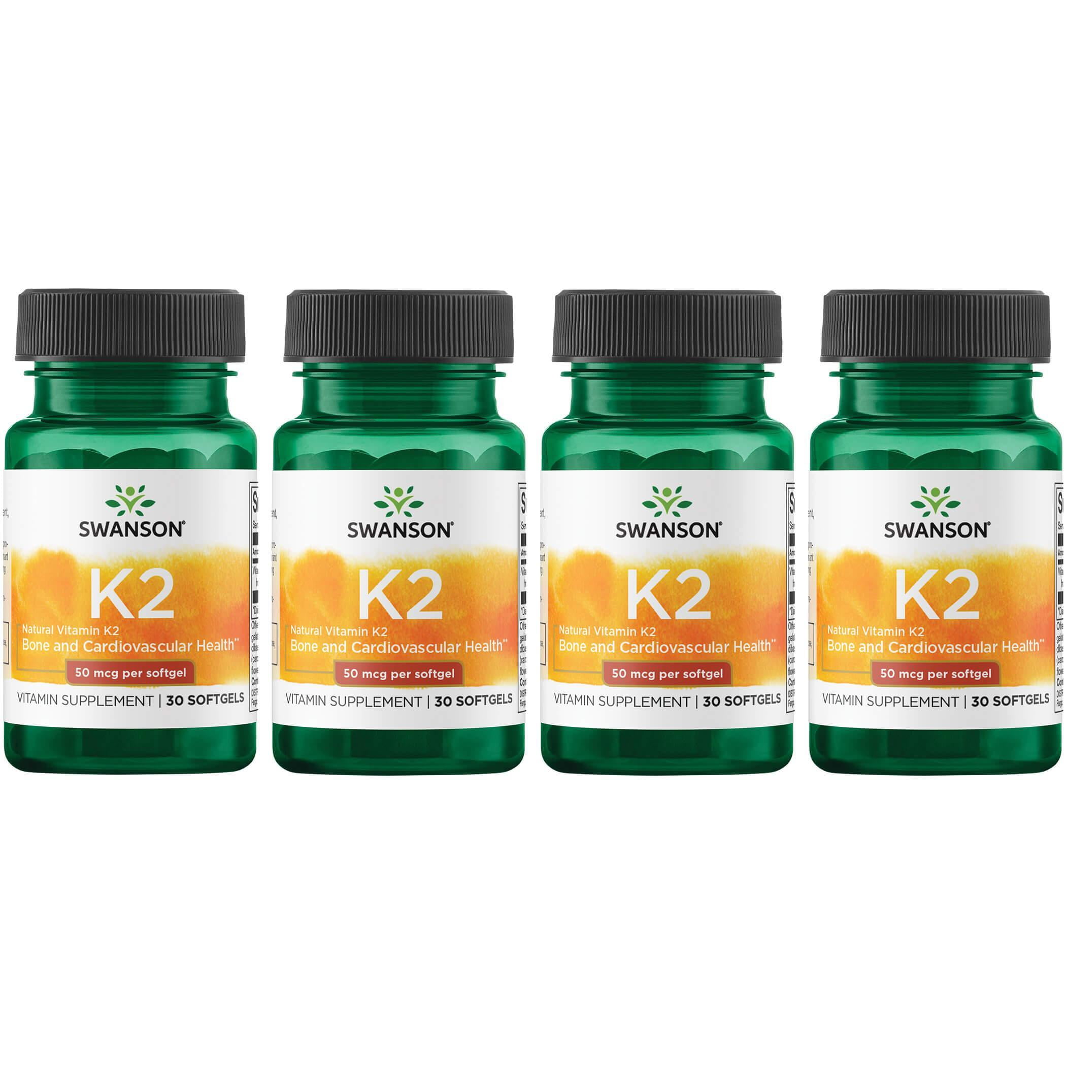Swanson Natural Vitamin K2 (Menaquinone-7 from Natto) 50 mcg 30 Sgels ...
