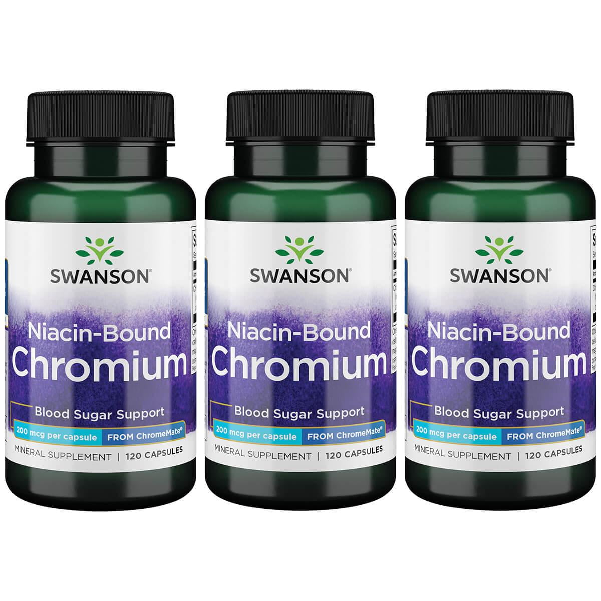 Swanson Niacin-Bound Chromium - from Chromemate 200 mcg 120 Caps 3 Pack ...