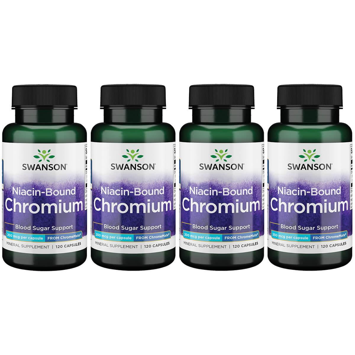 Swanson Niacin-Bound Chromium - from Chromemate 200 mcg 120 Caps 4 Pack ...