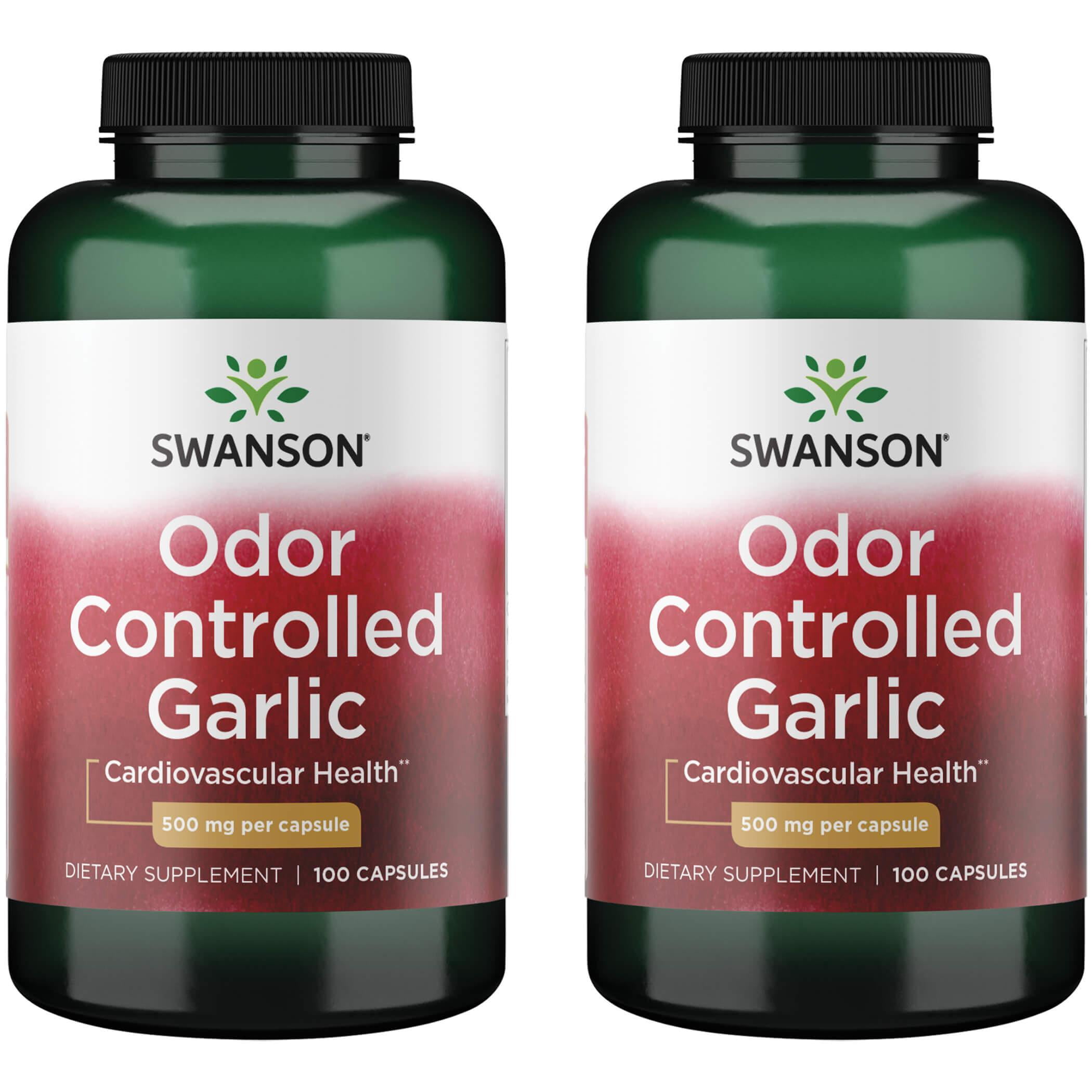 Swanson Odor Controlled Garlic 500 mg 100 Caps 2 Pack - Walmart.com
