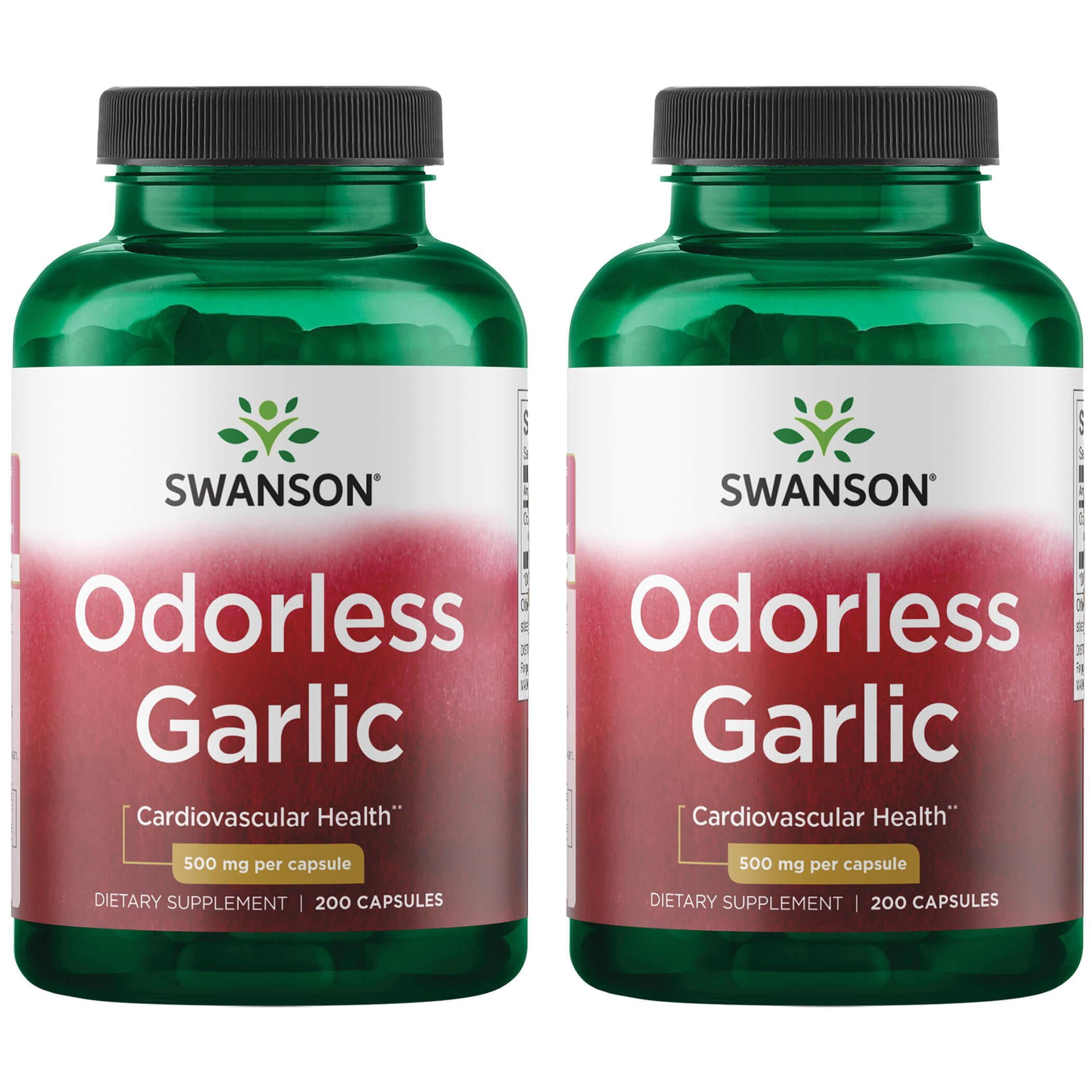 Swanson Odor Controlled Garlic 500 mg 200 Caps 2 Pack - Walmart.com