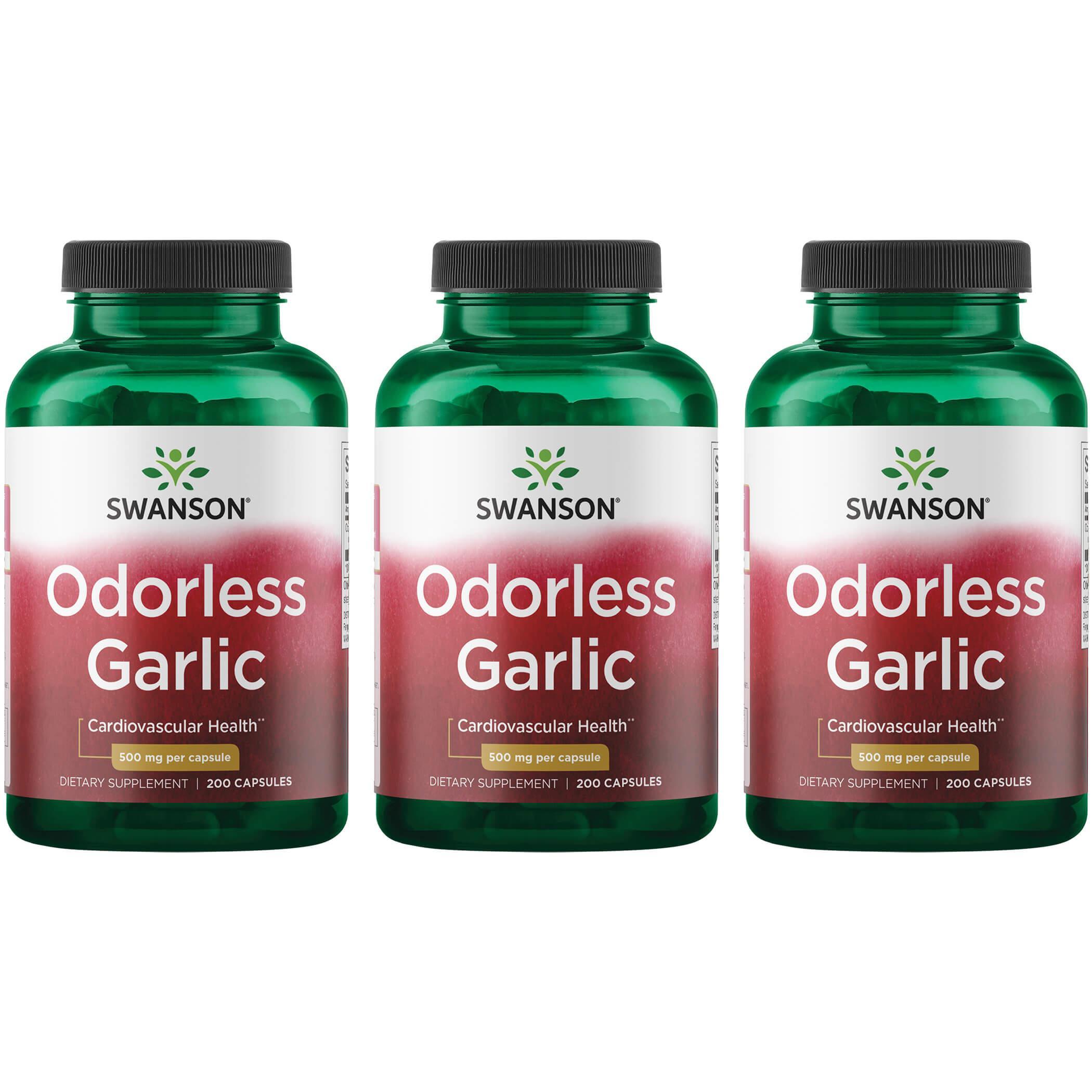 Swanson Odor Controlled Garlic 500 mg 200 Caps 3 Pack - Walmart.com