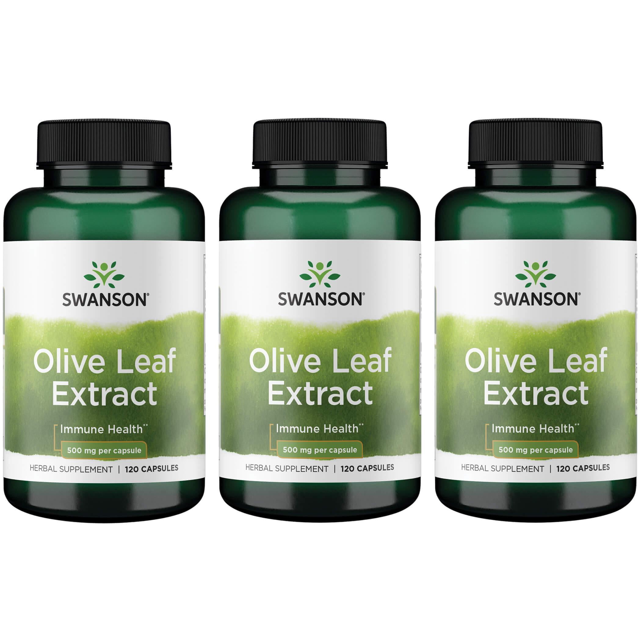 Swanson Olive Leaf Extract 500 Mg 120 Caps 3 Pack