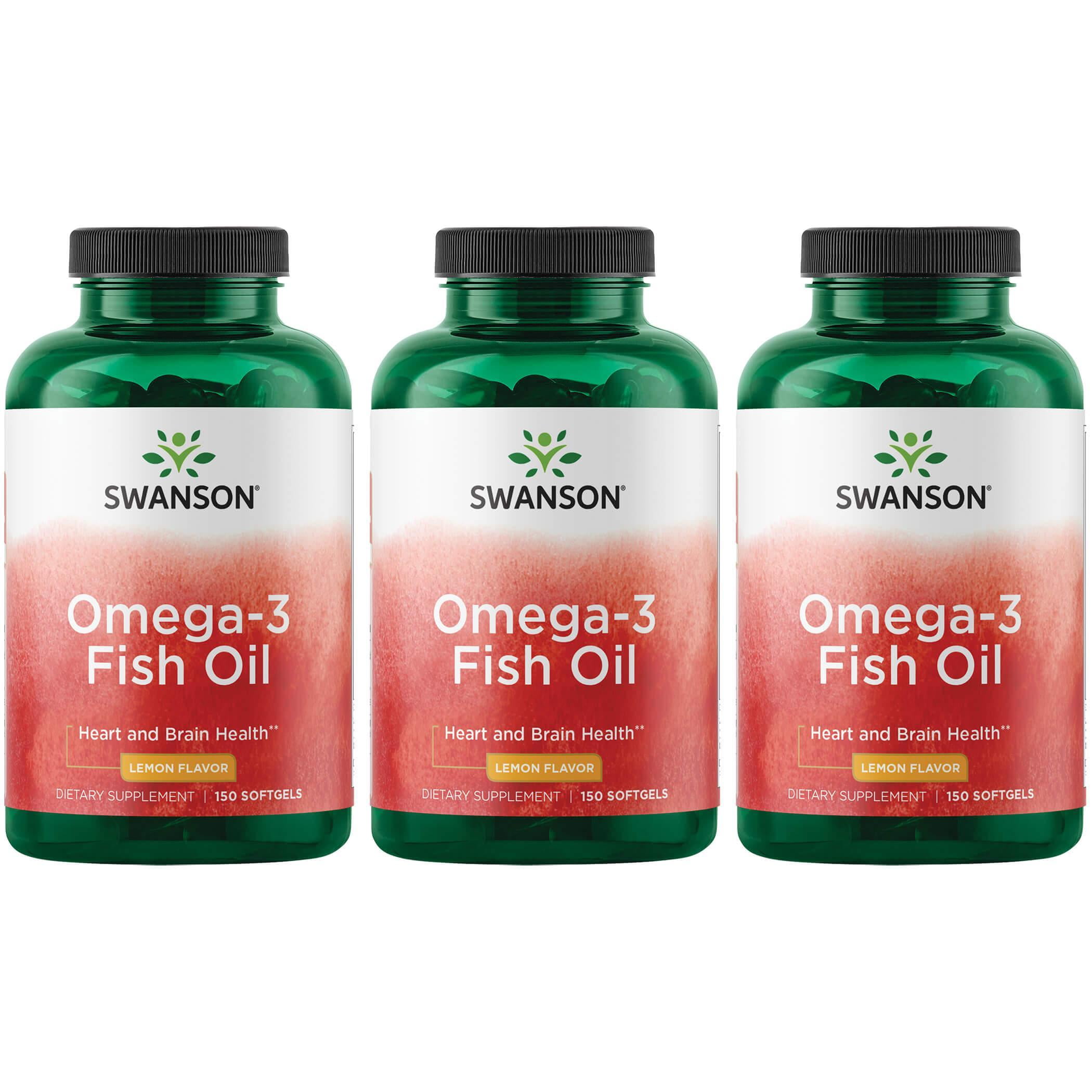 Swanson Omega-3 Fish Oil - Lemon Flavor 150 Sgels 3 Pack - Walmart.com