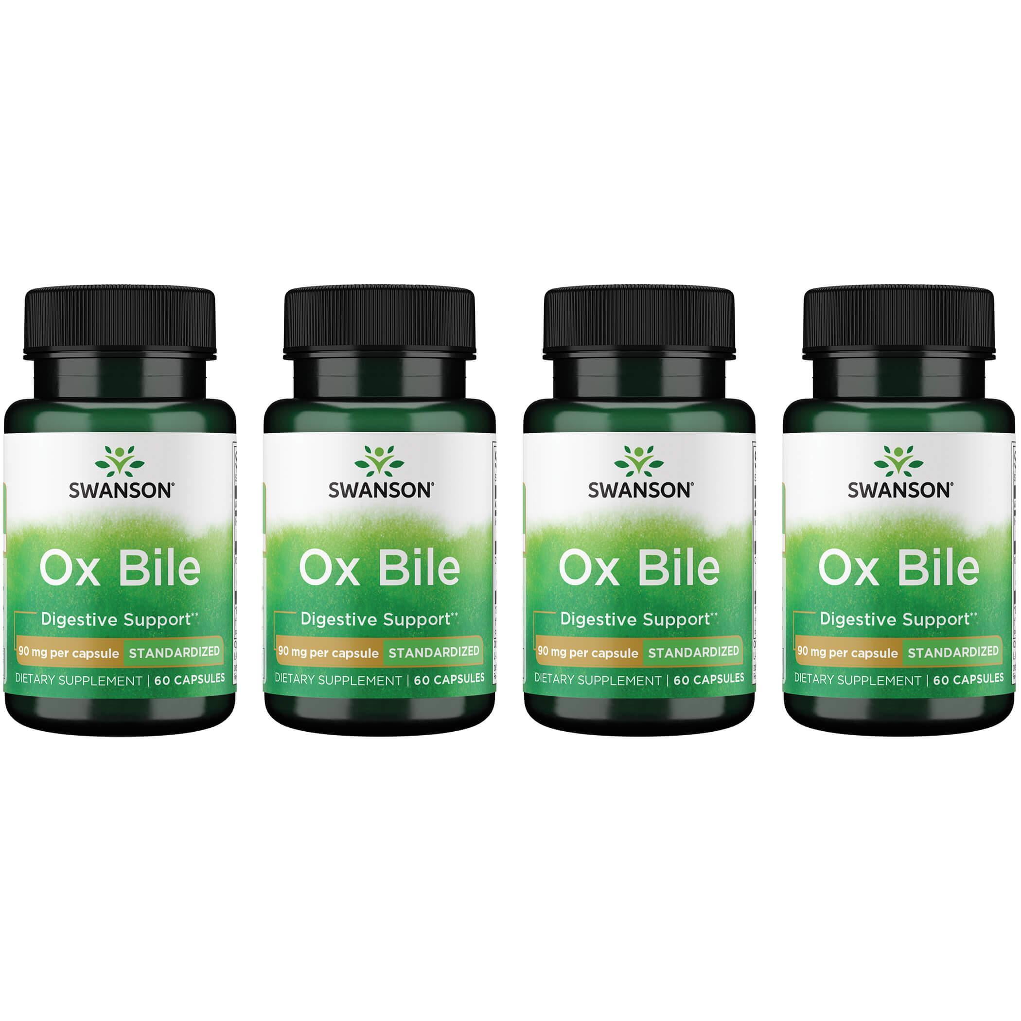 Swanson Premium Ox Bile 90 mg 60 Caps 4 Pack, Supports Digestion and ...