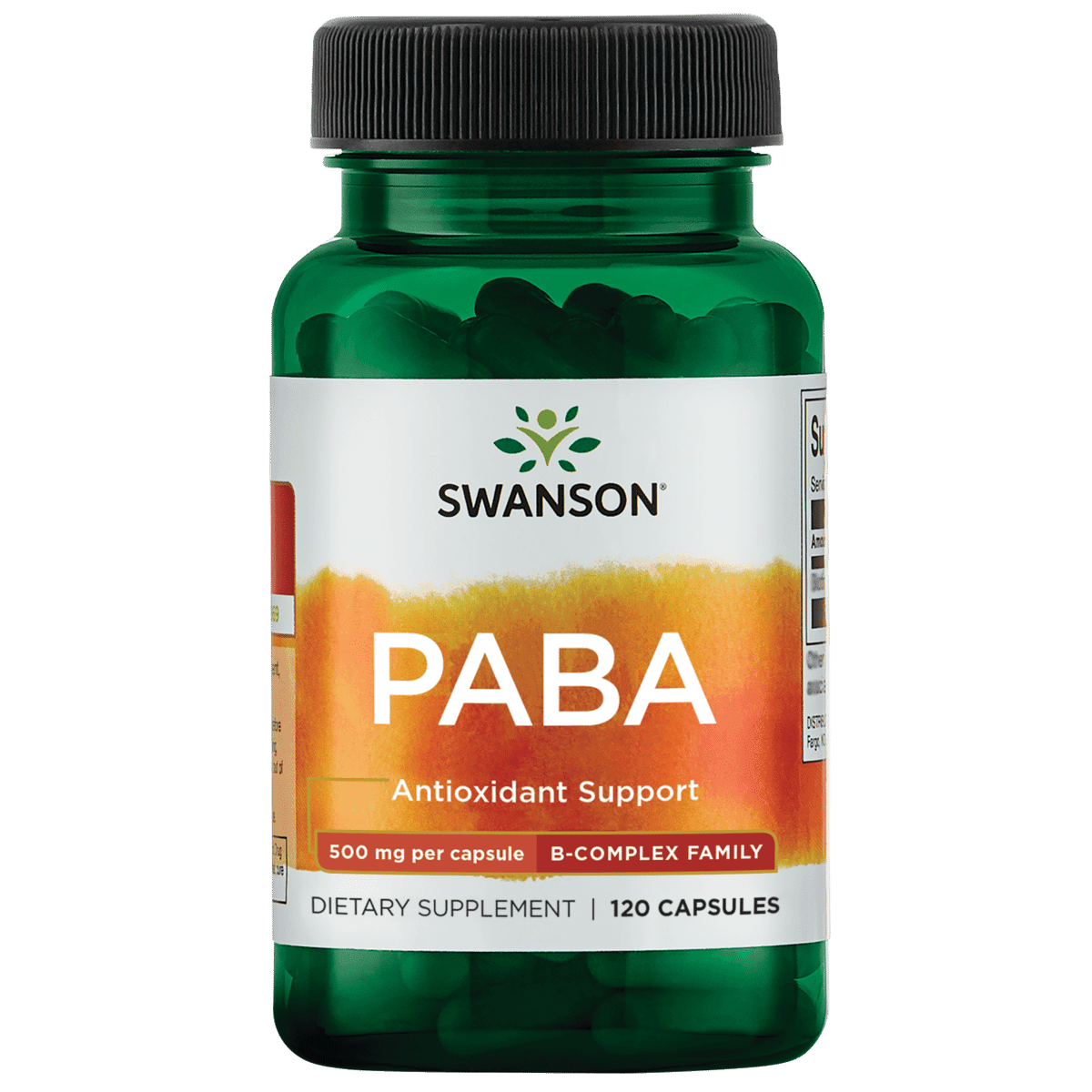 Swanson PABA Powerful B Complex Supporting Red Blood Cell Formation Natural Supplement Aiding Skin Health Support 120 Capsules 500mg Each Walmart