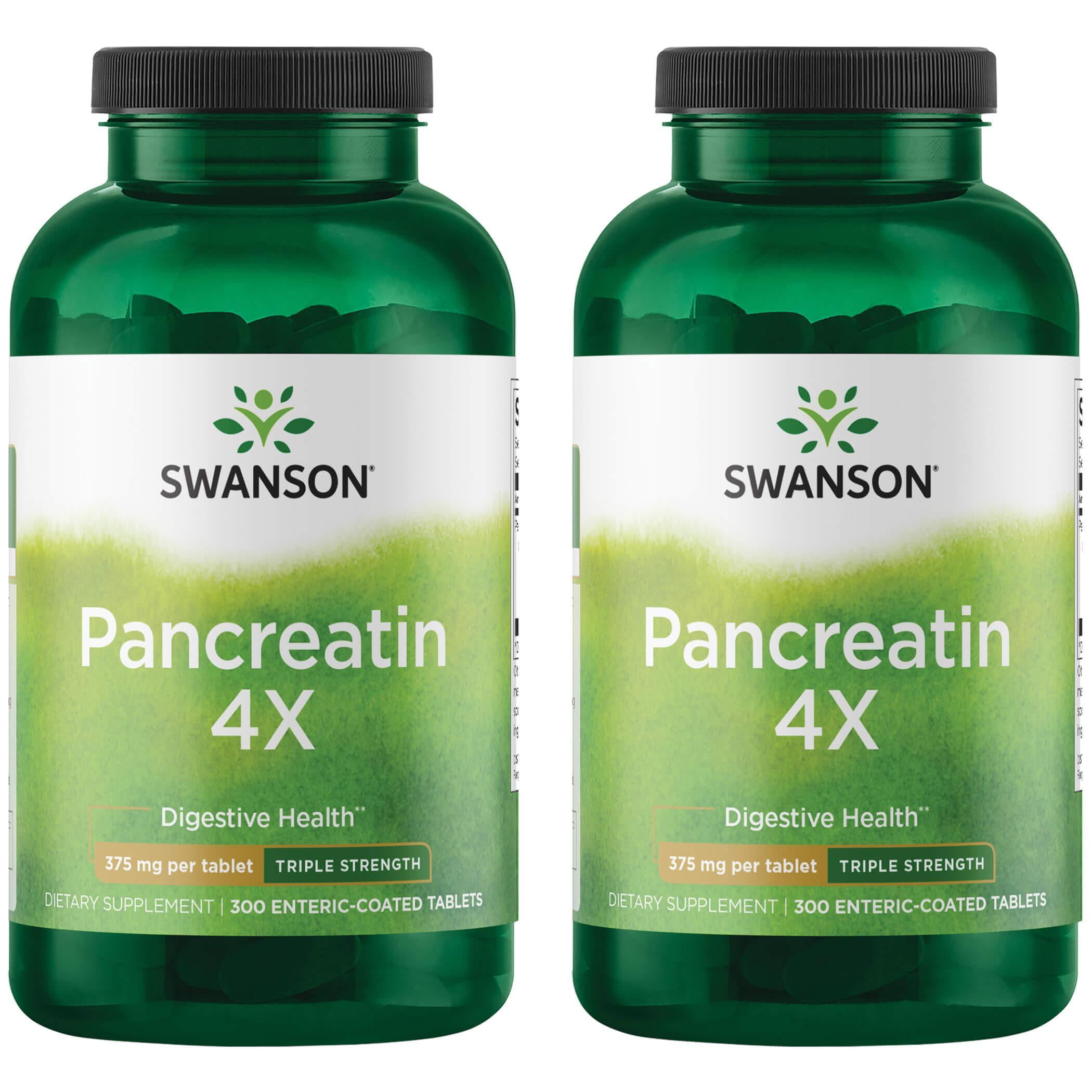 Swanson Pancreatin 4X - Triple Strength 375 mg 300 Tabs 2 Pack ...