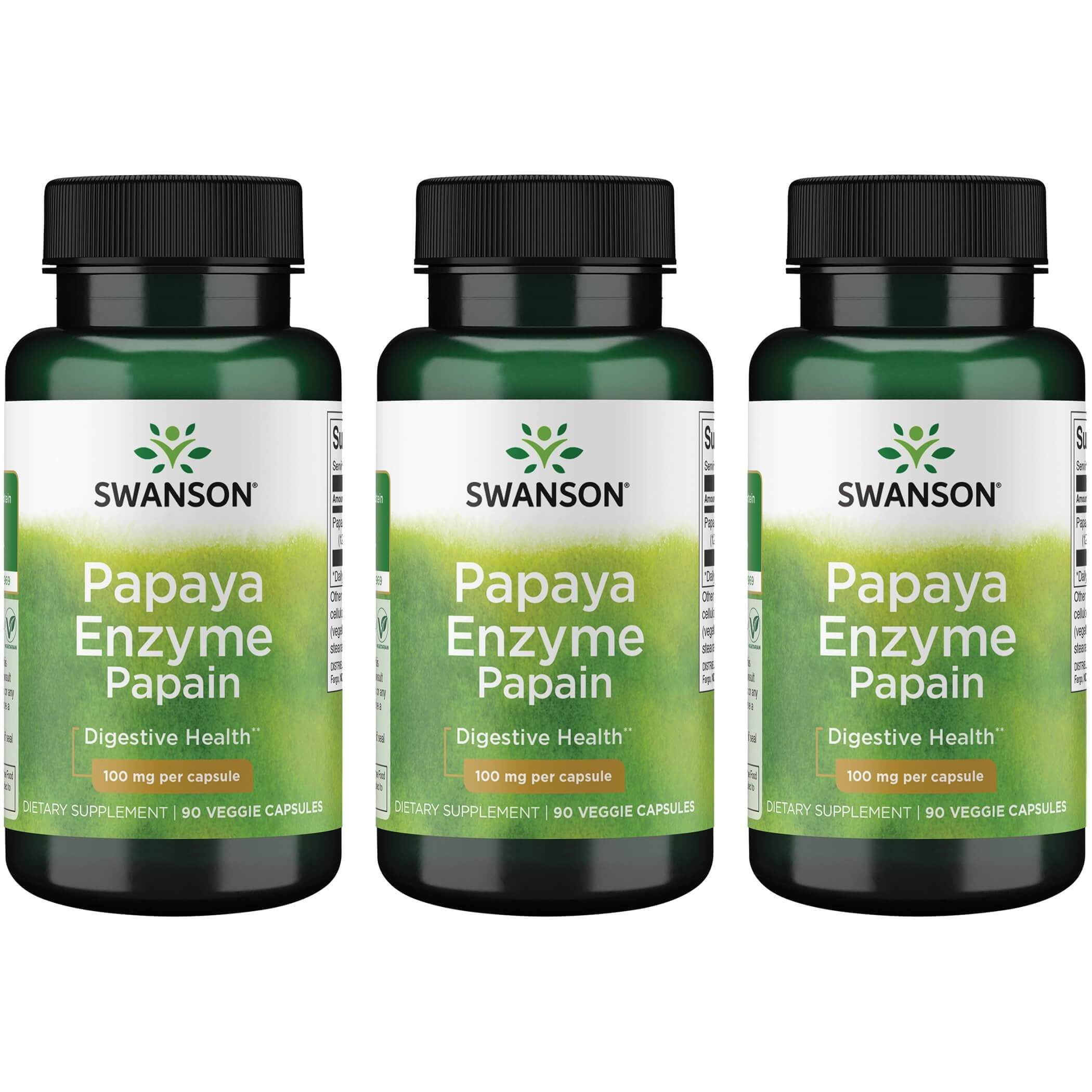 Swanson Papaya Enzyme Papain 100 mg 90 Vegan Caps 3 Pack - Walmart.com