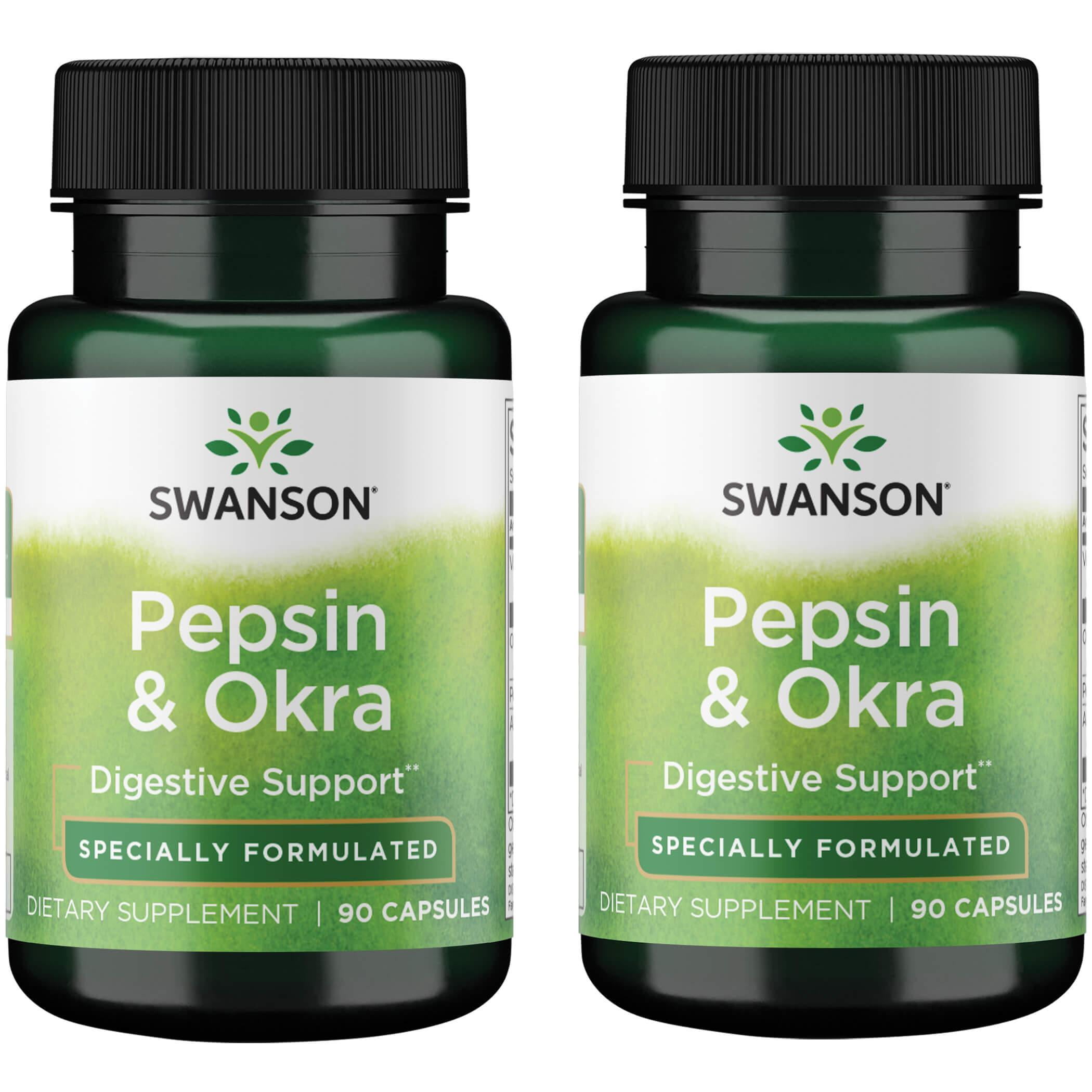 Swanson Pepsin & Okra Digestive Enzyme Fiber Capsules, 90 Count, 2 Pack ...