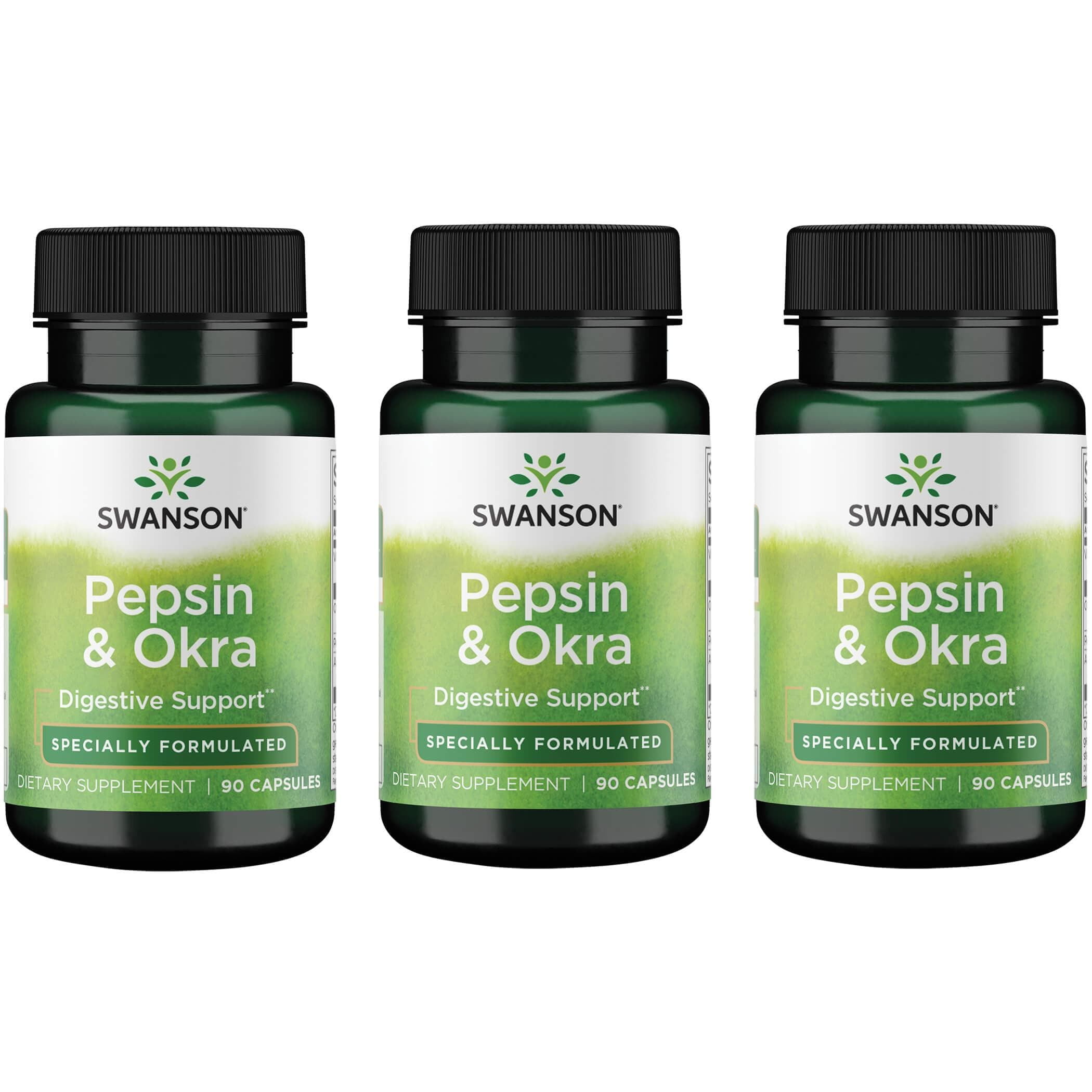 Swanson Pepsin & Okra 90 Caps 3 Pack - Walmart.com