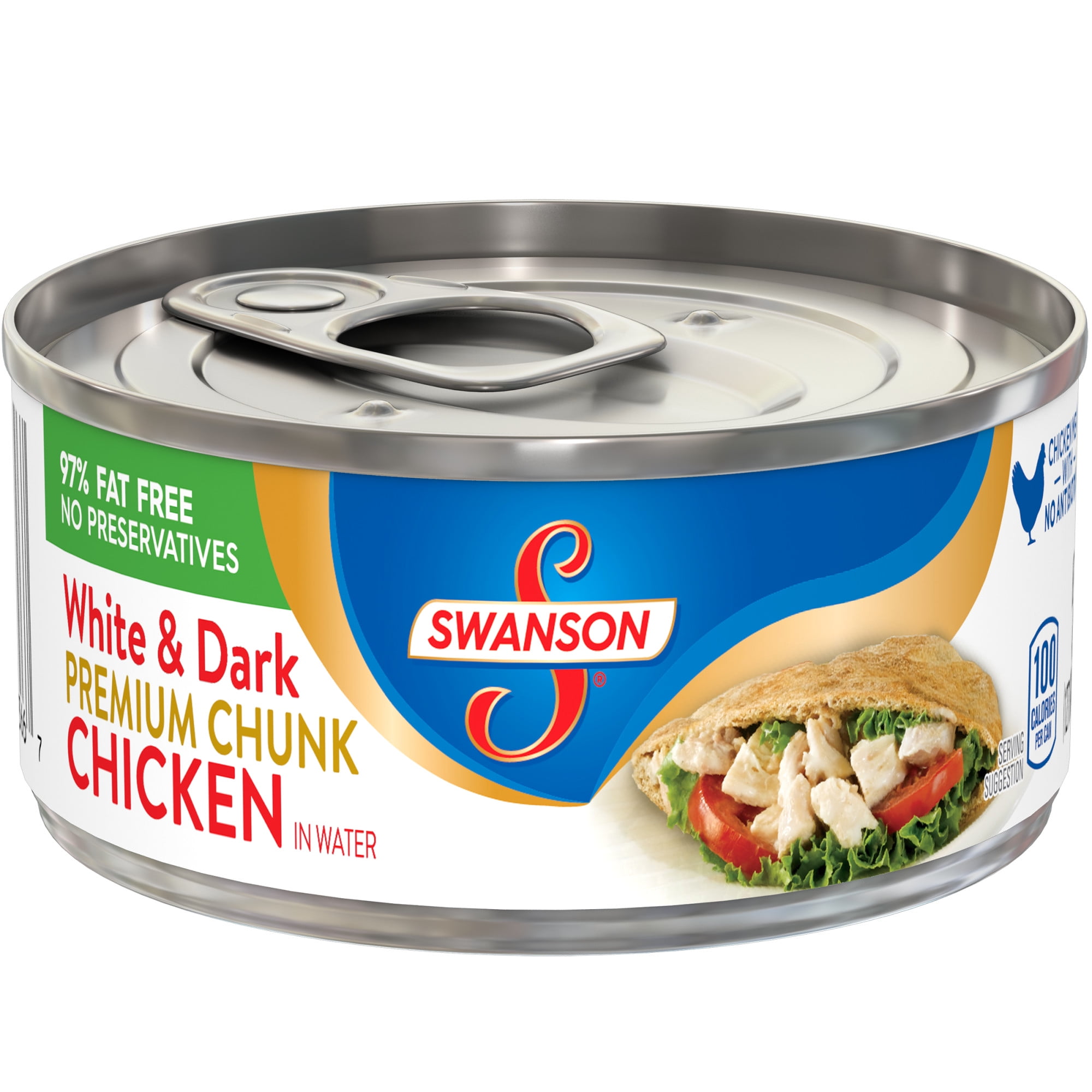 Swanson Premium White & Dark Chunk Chicken in Water, 4.5 oz. - Walmart.com