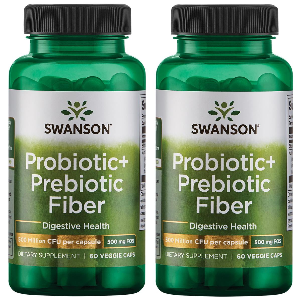 Swanson Probiotic+ Prebiotic Fiber 1 Billion Cfu 60 Vegan Caps 2 Pack ...