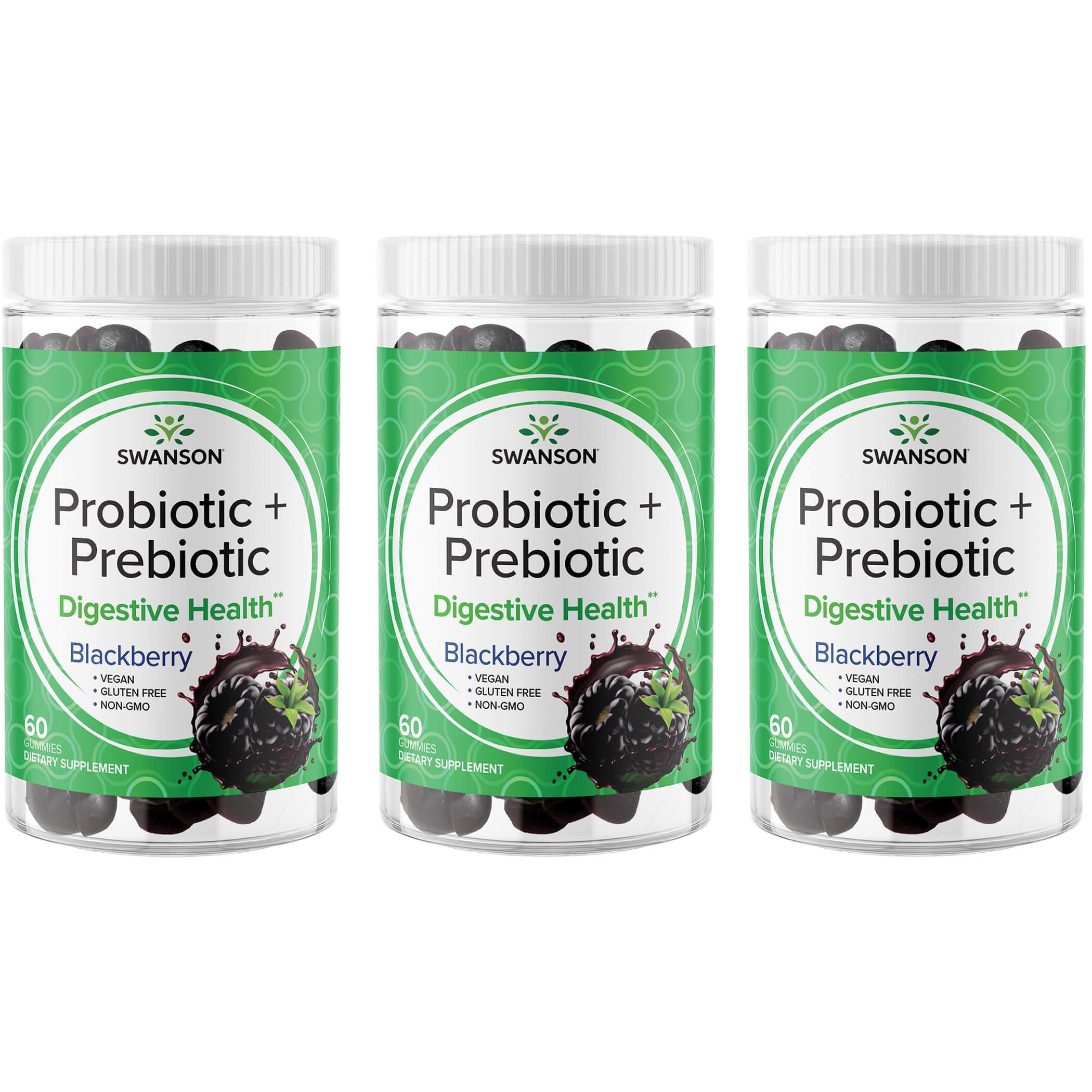 Swanson Probiotic + Prebiotic Gummies - Blackberry 3 Pack - Walmart.com