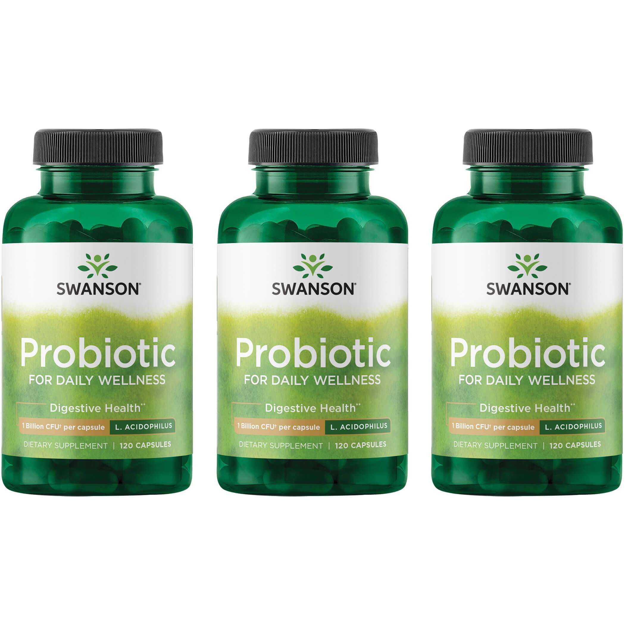 Swanson Probiotic for Daily Wellness 1 Billion Cfu 120 Caps 3 Pack ...
