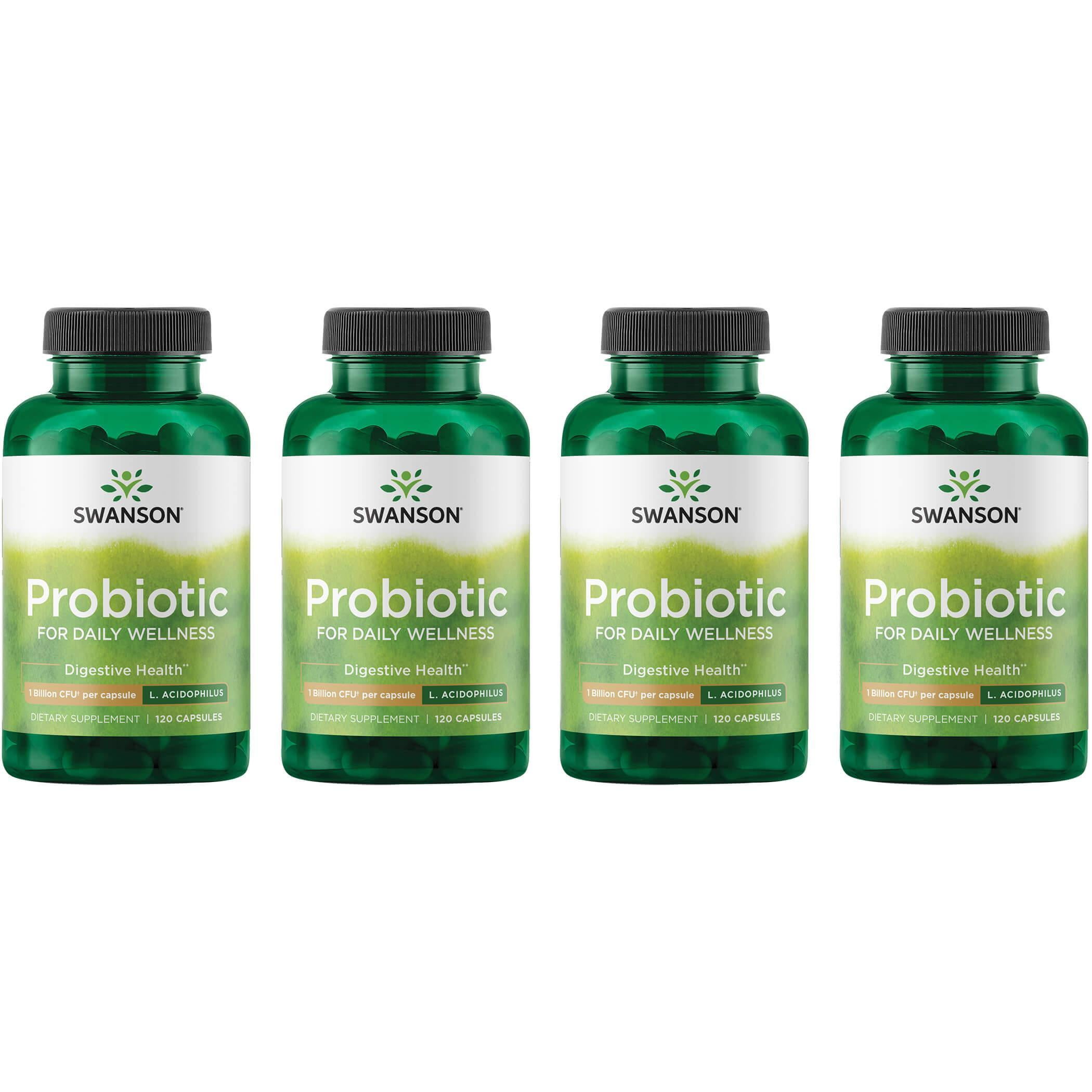 Swanson Probiotic for Daily Wellness 1 Billion Cfu 120 Caps 4 Pack ...