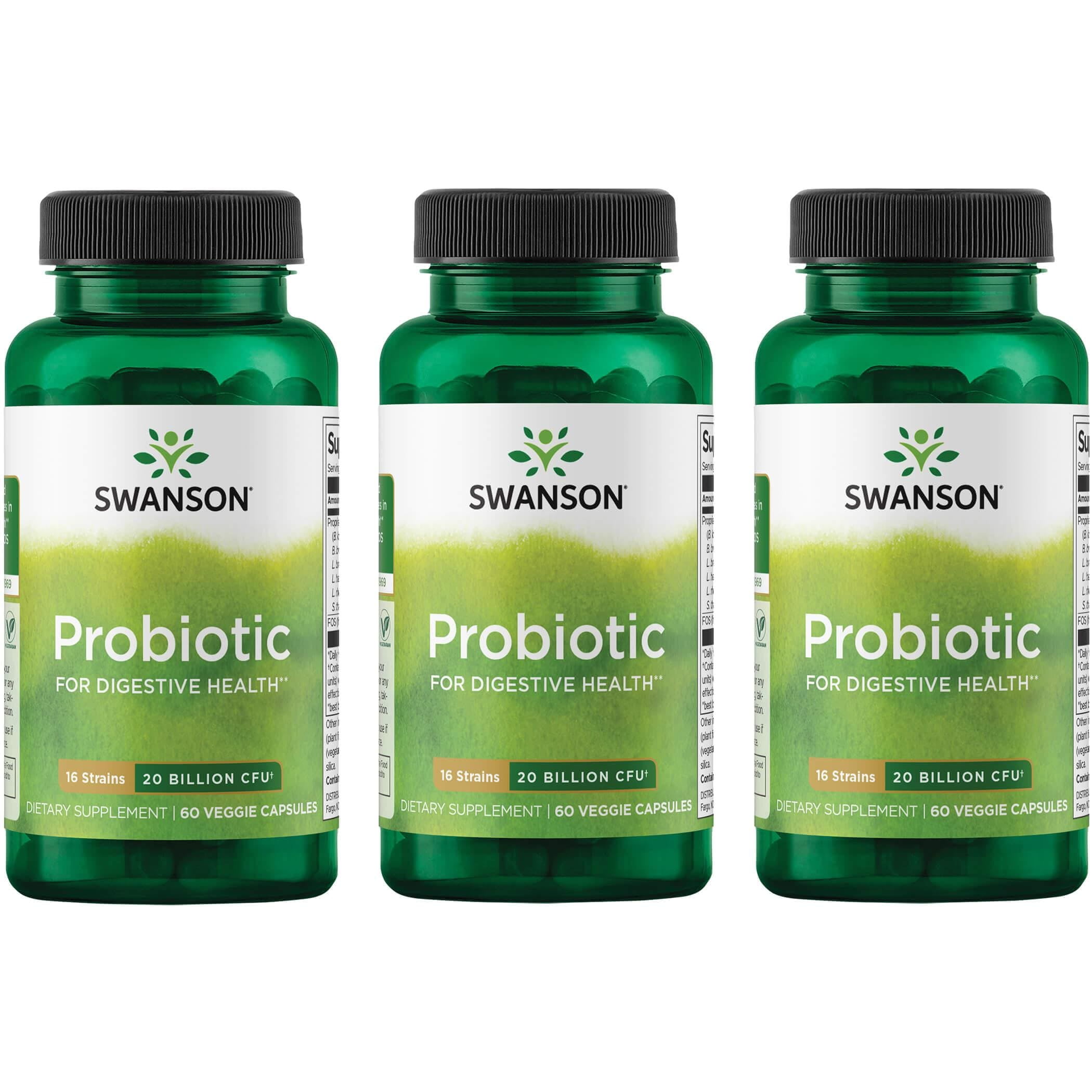 Swanson Probiotic for Digestive Health 20 Billion Cfu 60 Veg Caps 3 ...